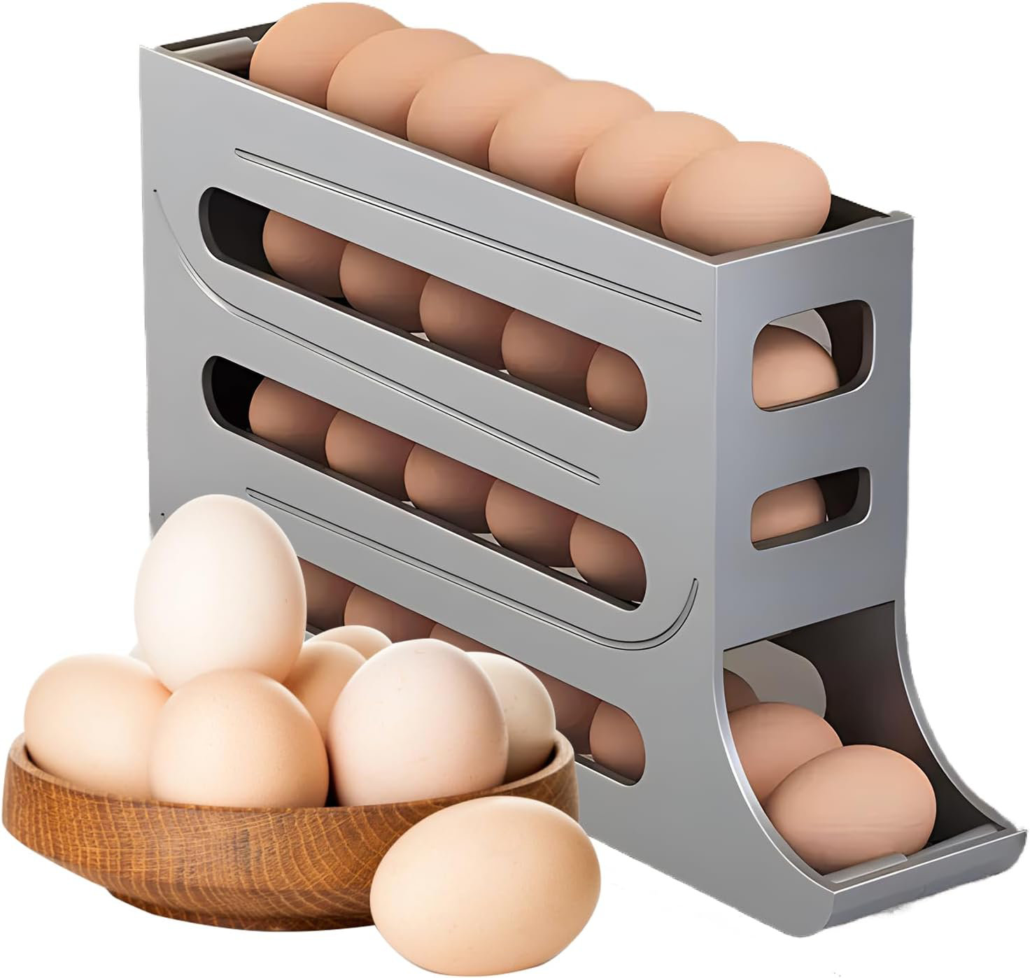 Prep & Savour Egg Dispenser Automatic Rolling Egg Tray Organizer, Holds ...