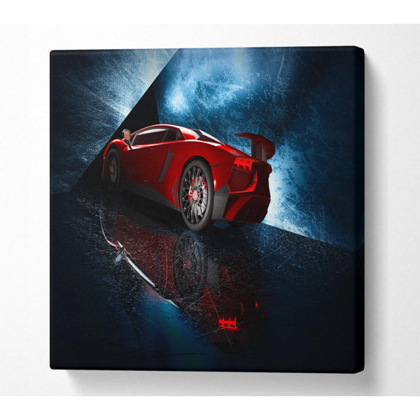 17 Stories Red Supercar Stanced - Wrapped Canvas Print | Wayfair.co.uk