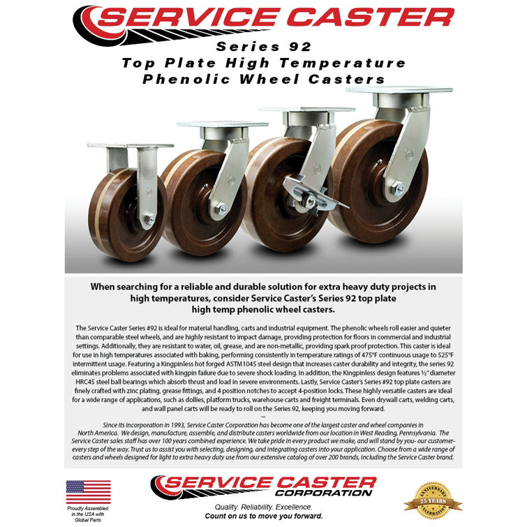 Service Caster Extra Heavy Duty High Temp Phenolic Swivel Caster | Wayfair