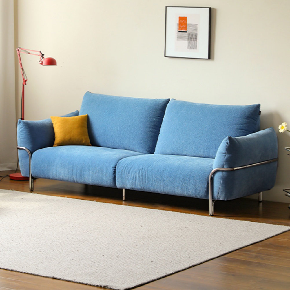 Orren Ellis Designer High-Back Dopamine Blue Straight Sofa | Wayfair