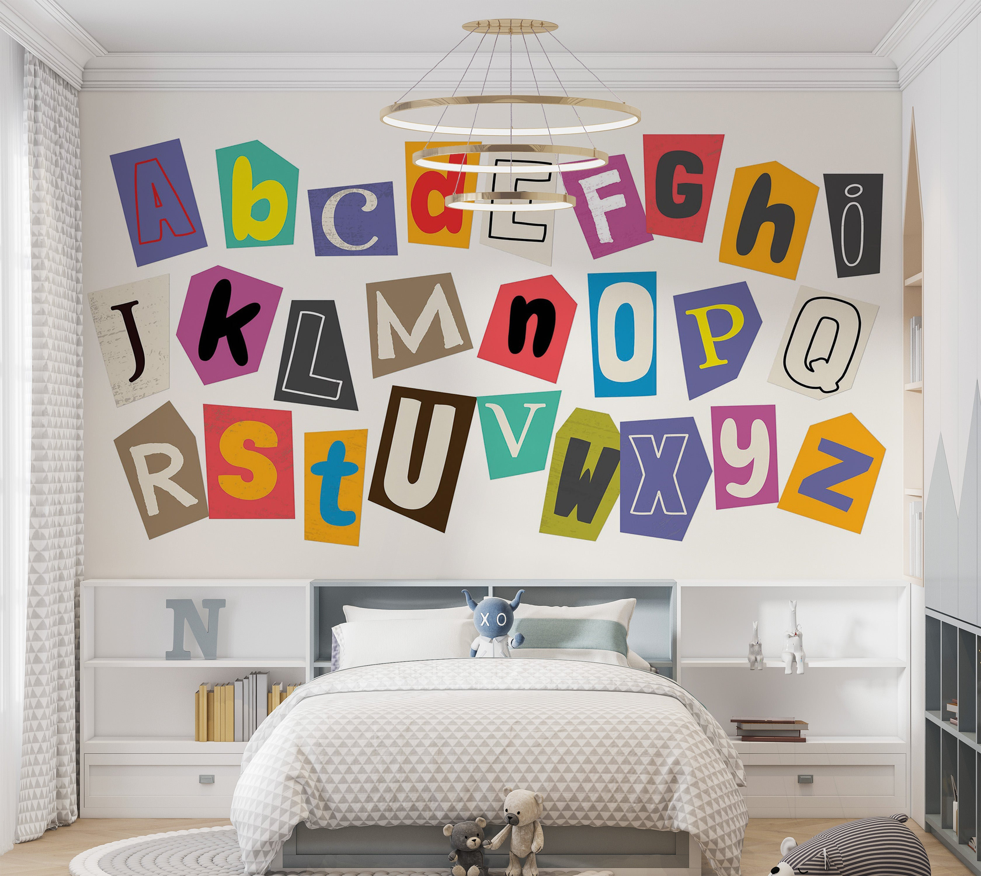 Hokku Designs Premium Wallpaper Wall Mural - Alphabet Collage - Wayfair ...