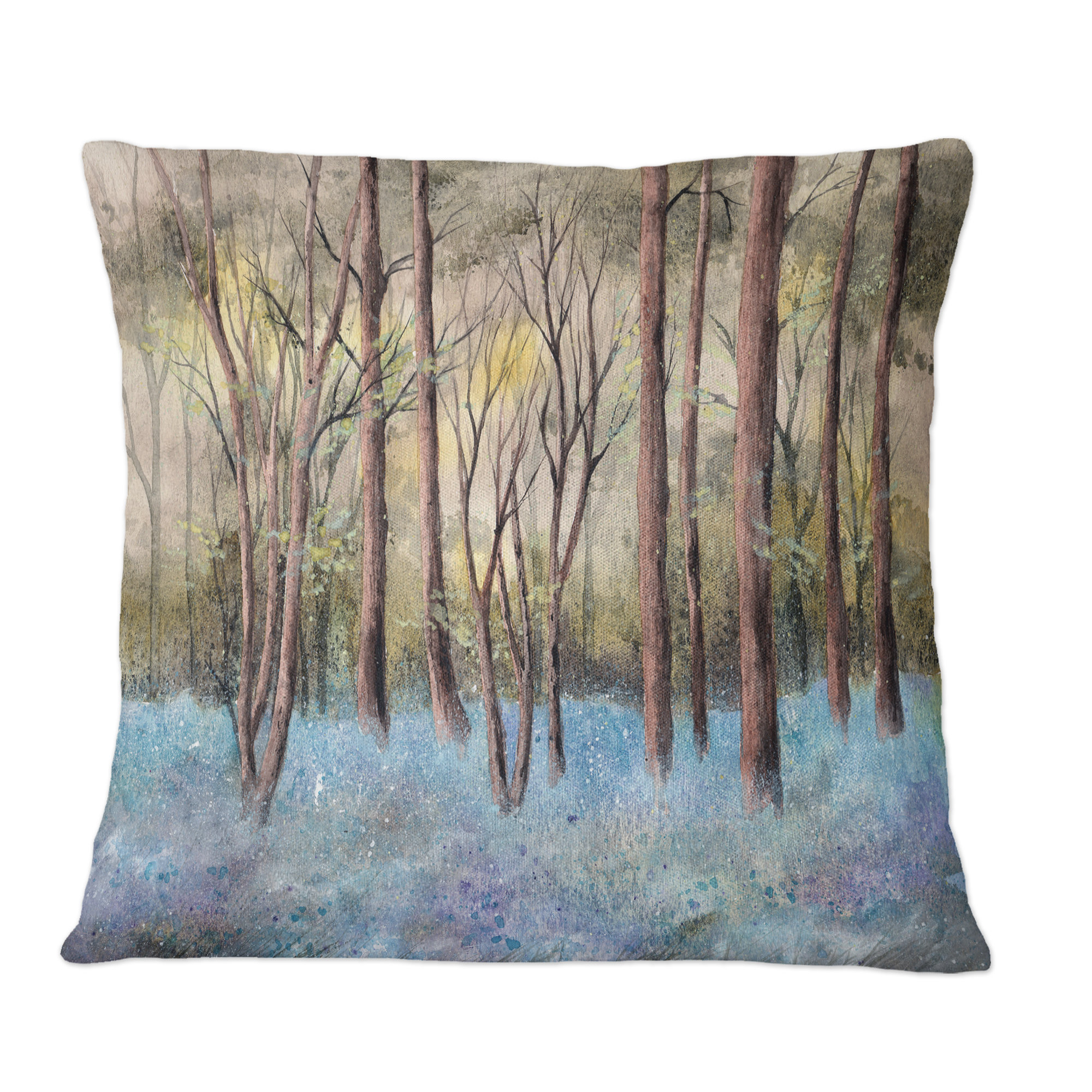 Design Art Green Forest With Tall Trees And A Bluebell Glade ...