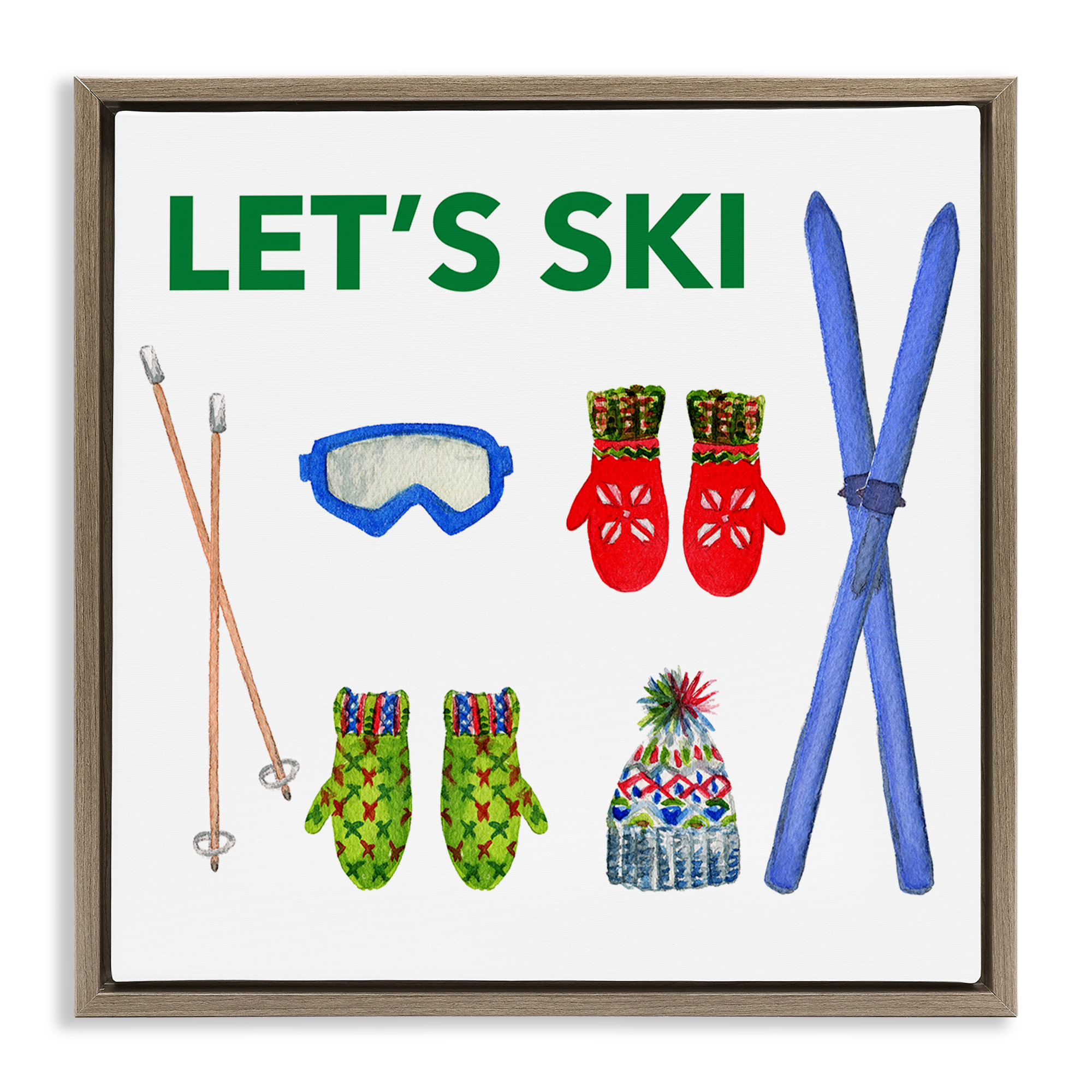 Latitude Run® Let's Ski on White Canvas Wall Art by Melissa Hyatt | Wayfair