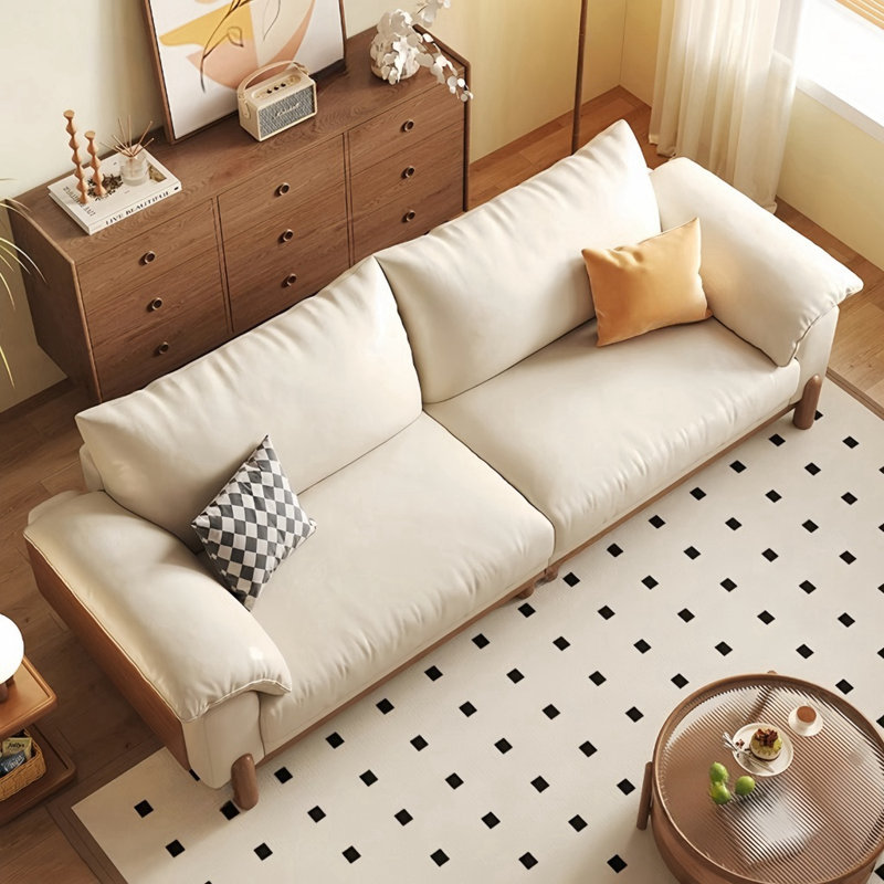 Lifton Simple Solid Wood White Sofa 94.49'' Sofa | Wayfair