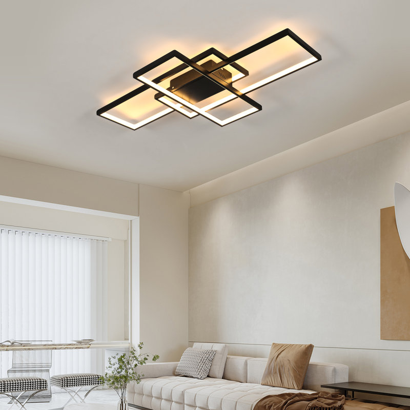 Wrought Studio™ Bhavya 3-Light Rectangle LED Flush Mount Ceiling Light ...