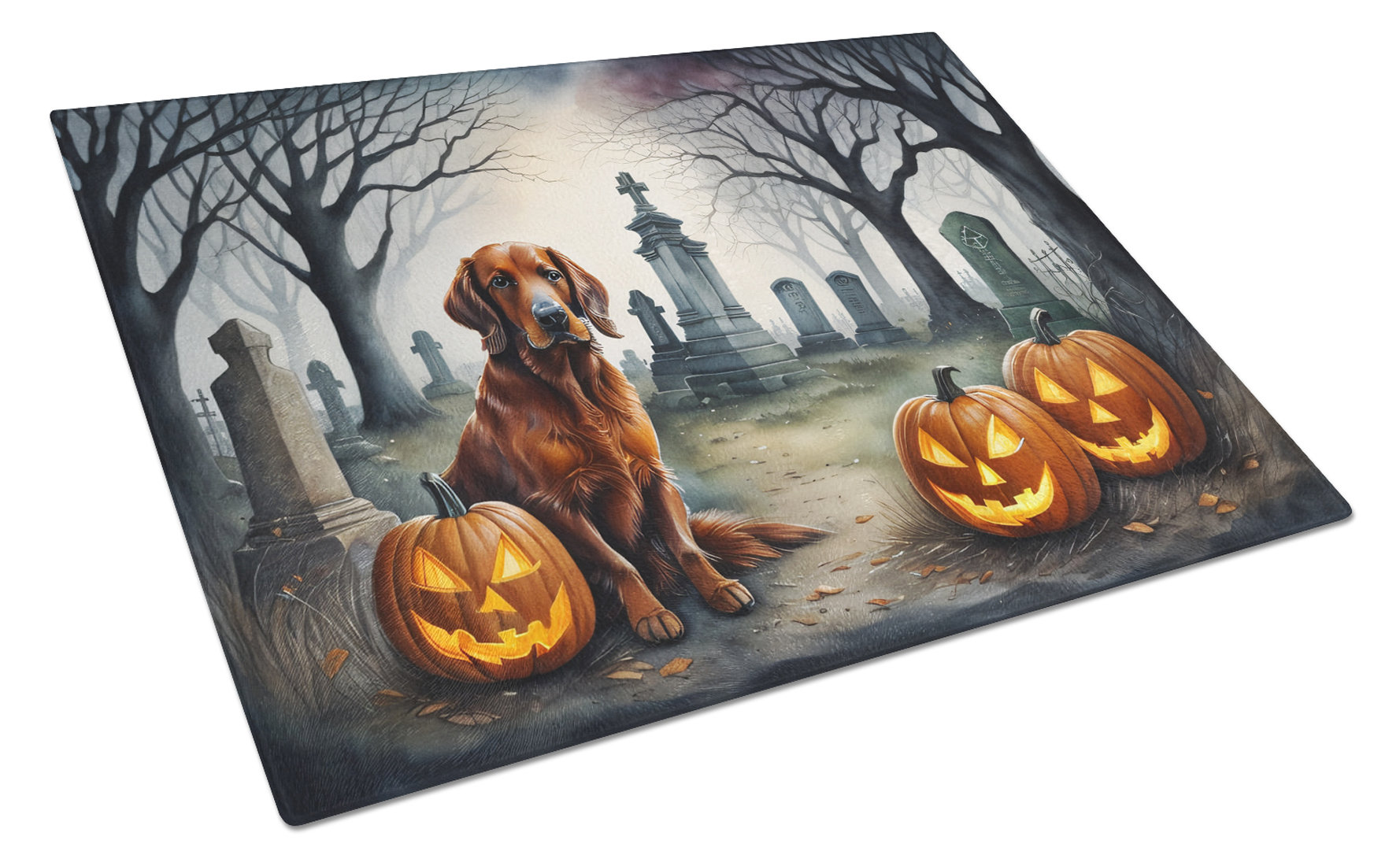 Caroline's Treasures Irish Setter Spooky Halloween Glass Cutting Board ...