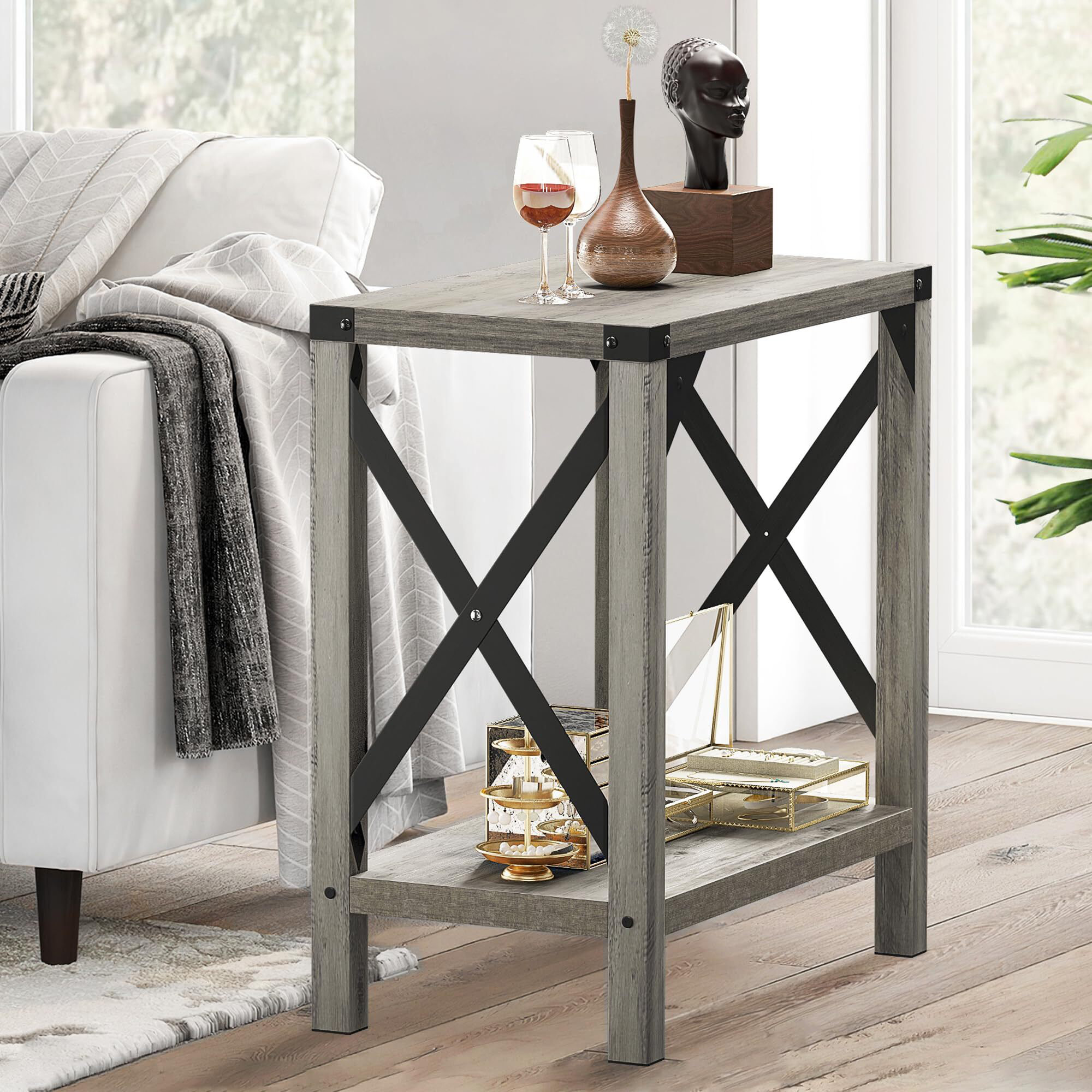 Gracie Oaks End Table Narrow Side Table Living Room Accent Table With ...