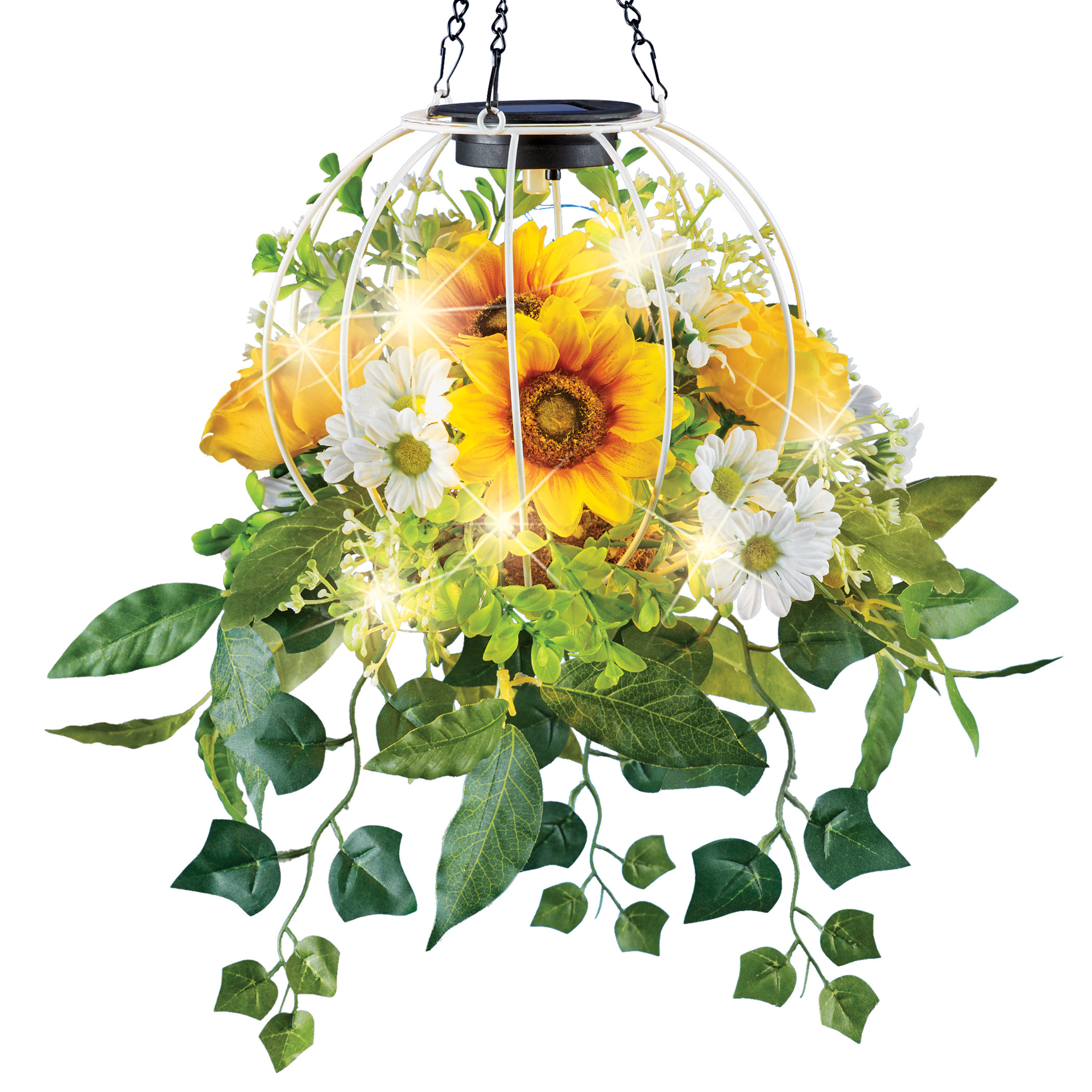 August Grove LED Lighted Solar Powered Hanging Flower Arrangement | Wayfair