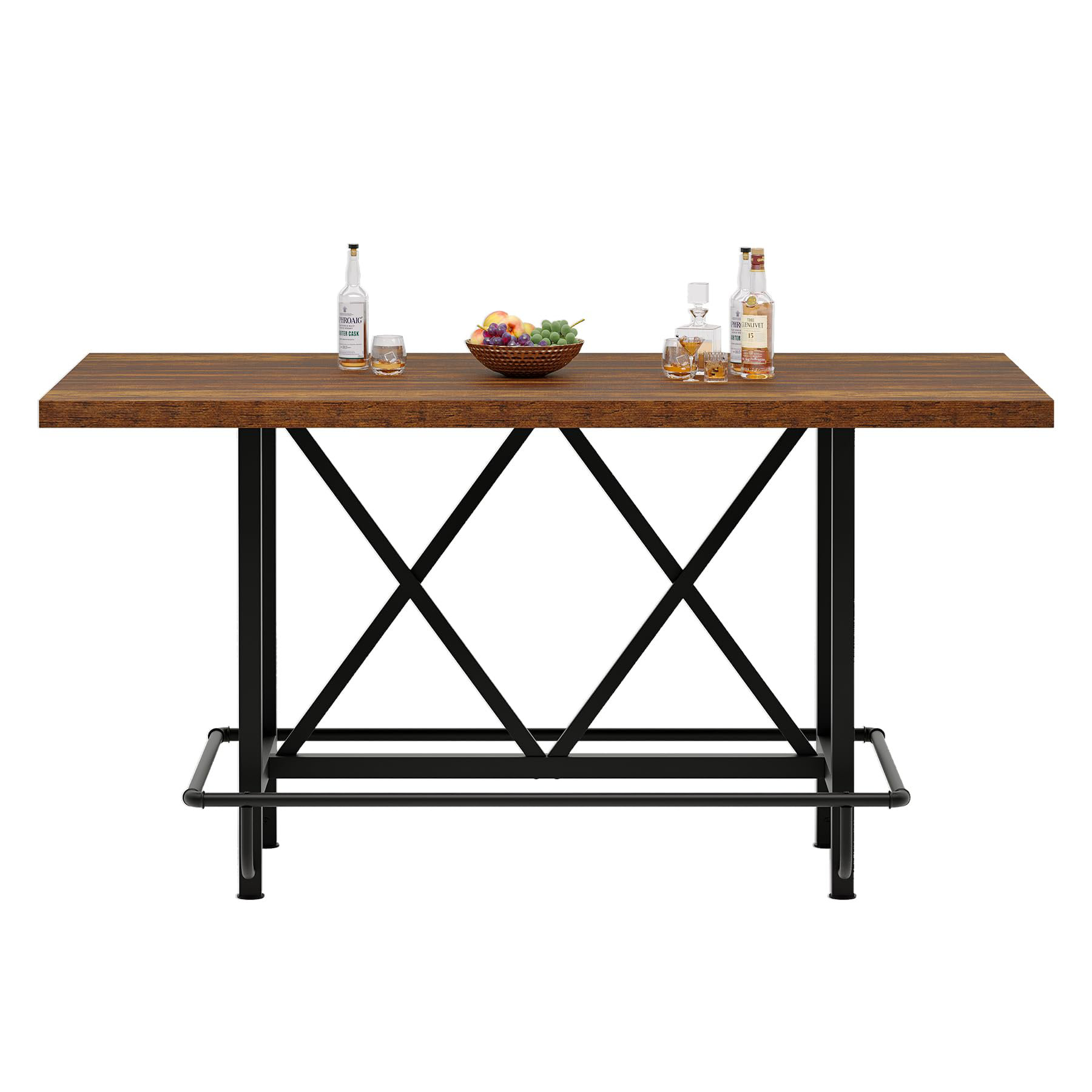 17 Stories Industrial Bar Table, 63-Inch Counter Height Pub Table with ...