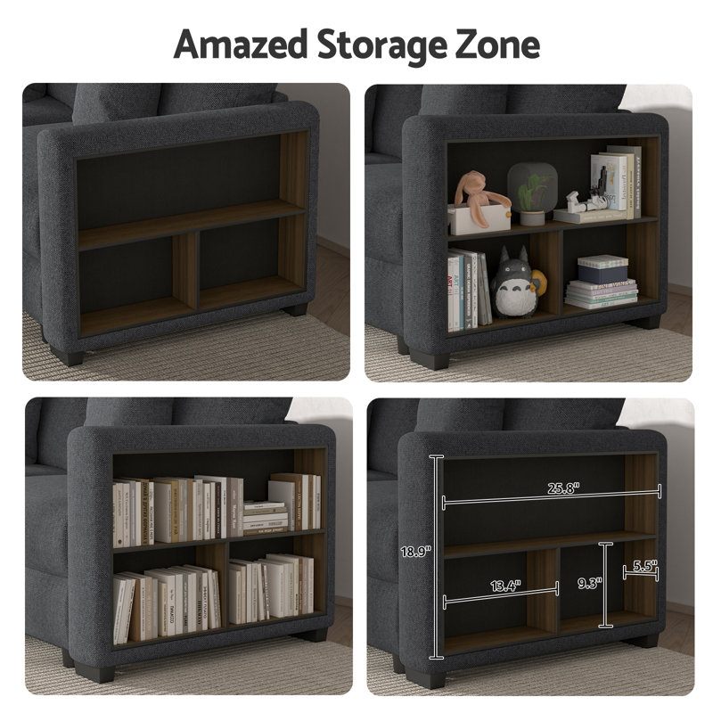 Latitude Run® 5 - Piece L shaped Modular Sectional Couch with Armrest ...