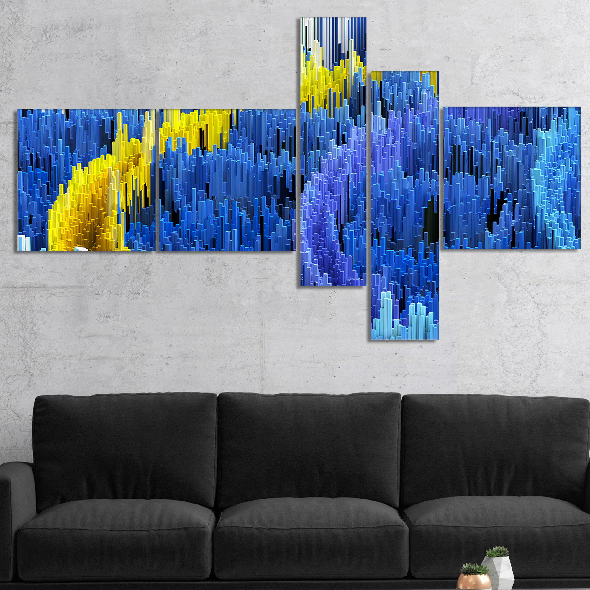 East Urban Home 'Macro Render Structure Blue Yellow' Graphic Art Print ...