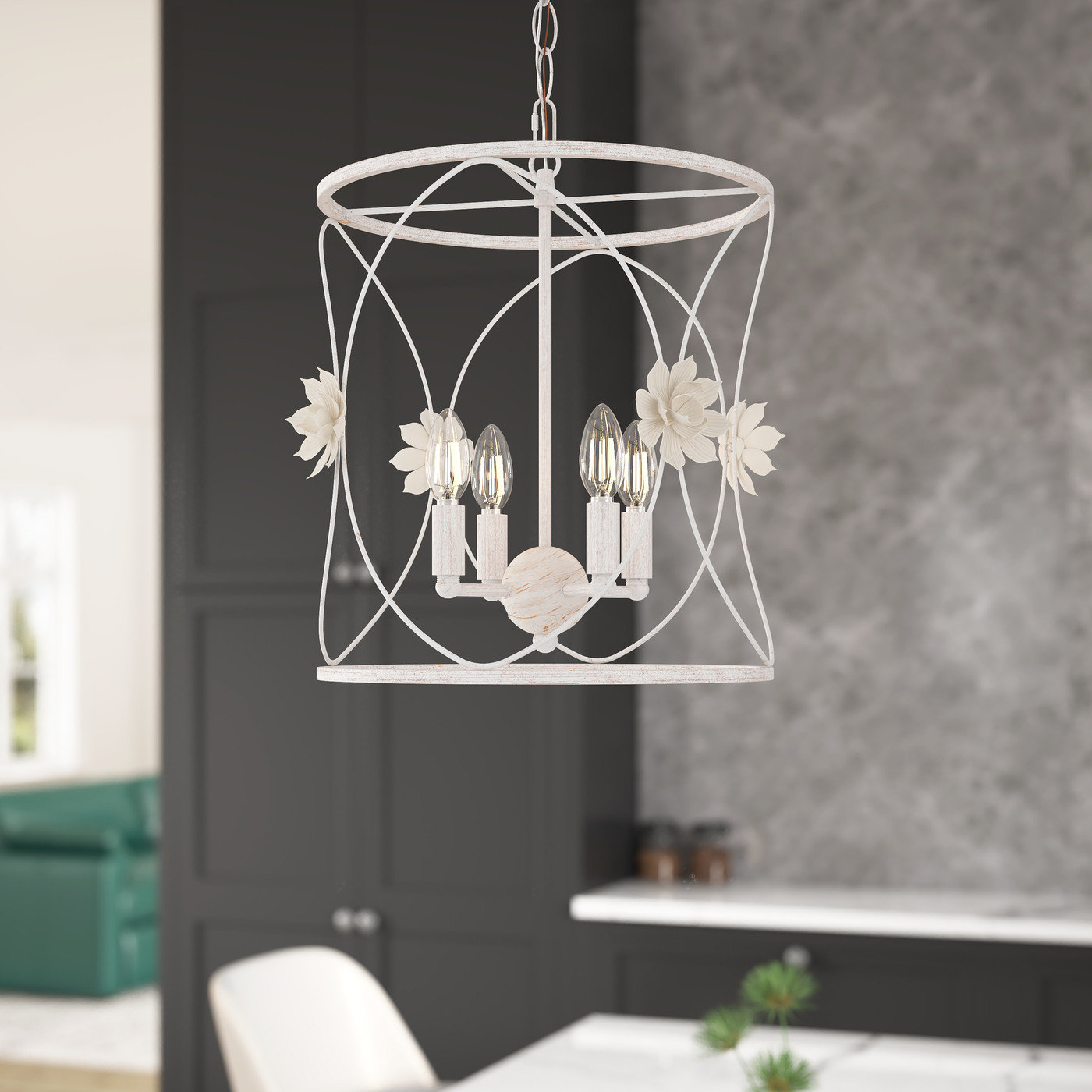 Winston Porter Nashlie 4-Light E12 Elegant Dimmable White Finished ...