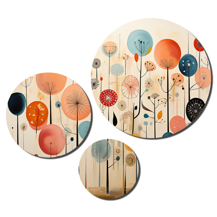 DesignArt Colorful Mid Century Whimsical Wallpapers Abstract Wall Decor ...