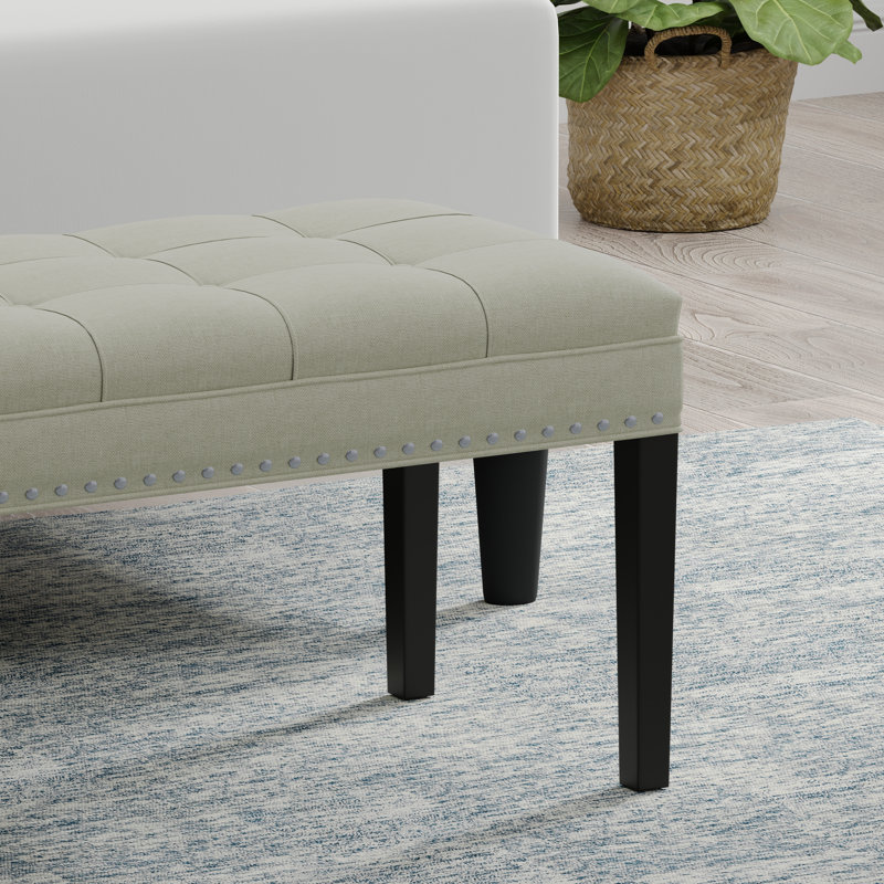 Latitude Run® 46.5" Upholstered Bench with Nailhead Trim and Wood Legs ...