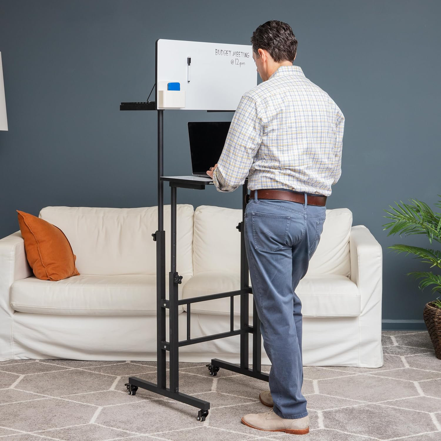 Ebern Designs Standing Whiteboard Desk, Adjustable Height, Computer ...