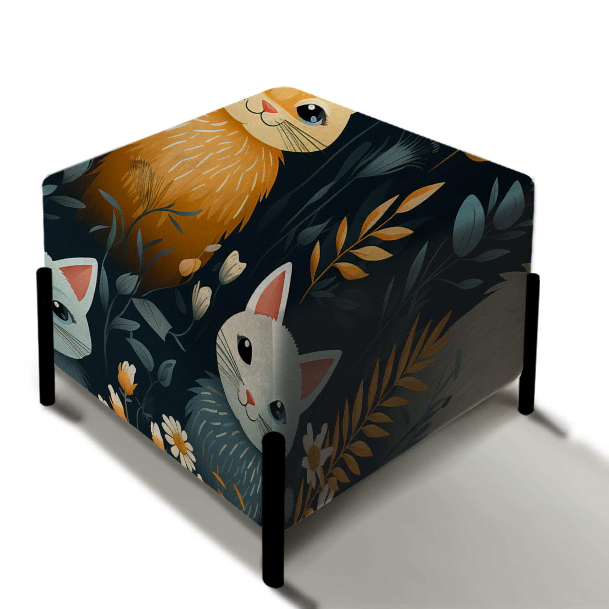 East Urban Home Perucca - Animal Print Square Ottoman | Wayfair