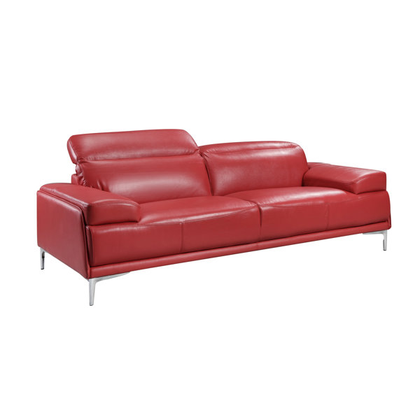 Brayden Studio® Brijin 86'' Genuine Leather Square Arm Sofa & Reviews ...