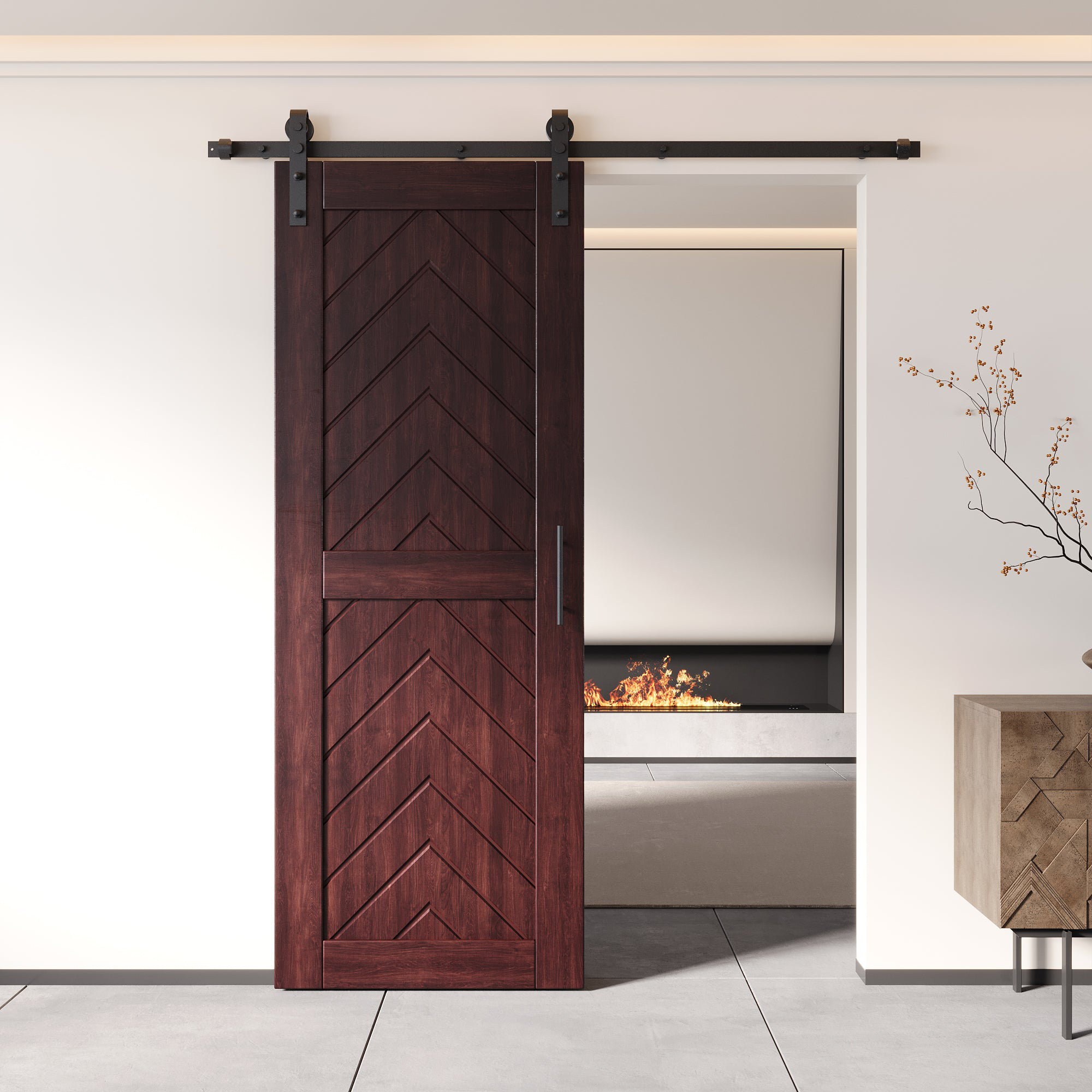 Homacer Red Mahogany Finished & Unassembled 4-IN-1 Fishbone Design Barn ...