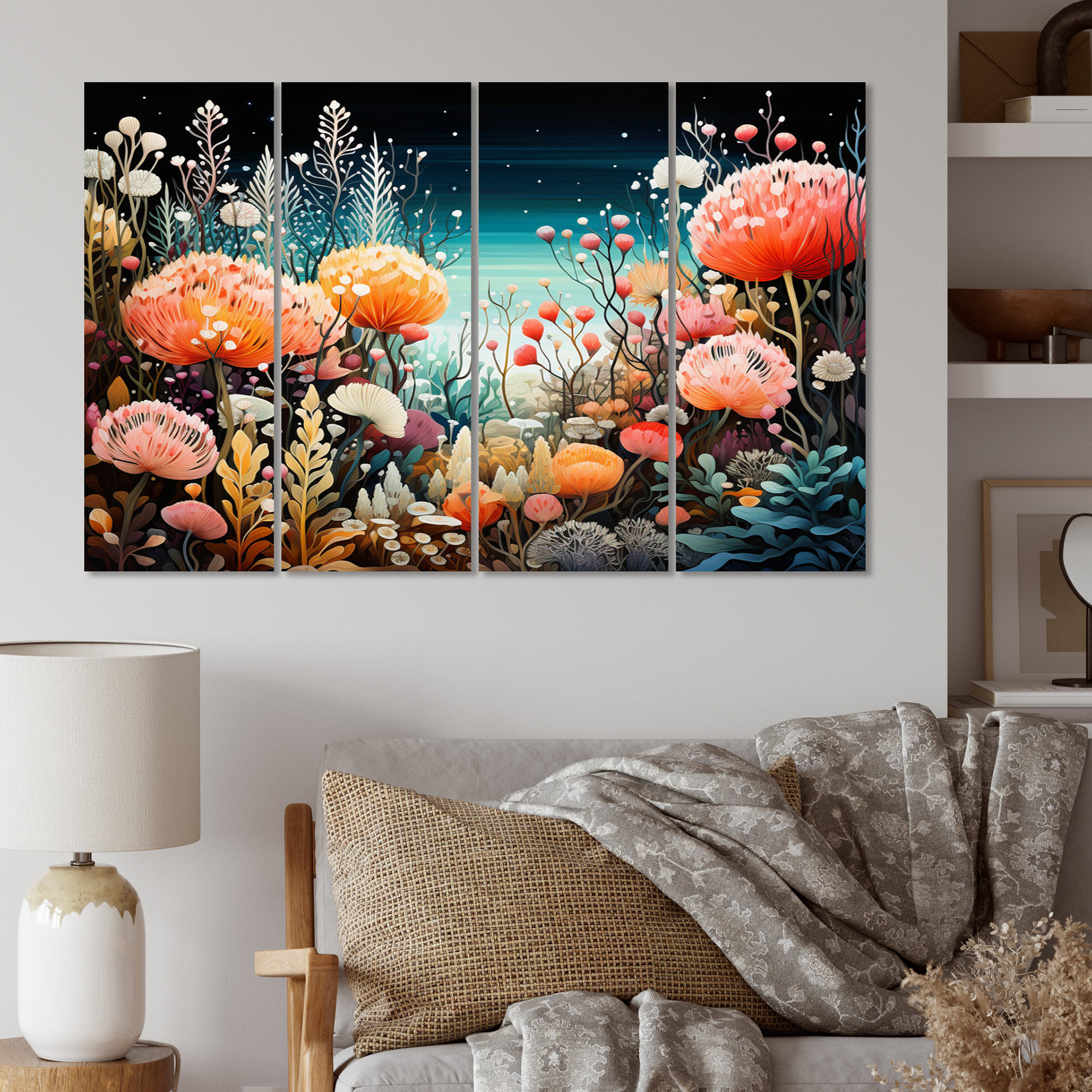 Design Art Underwater Coral Reef Depths I - Coral Metal Wall Art Prints ...