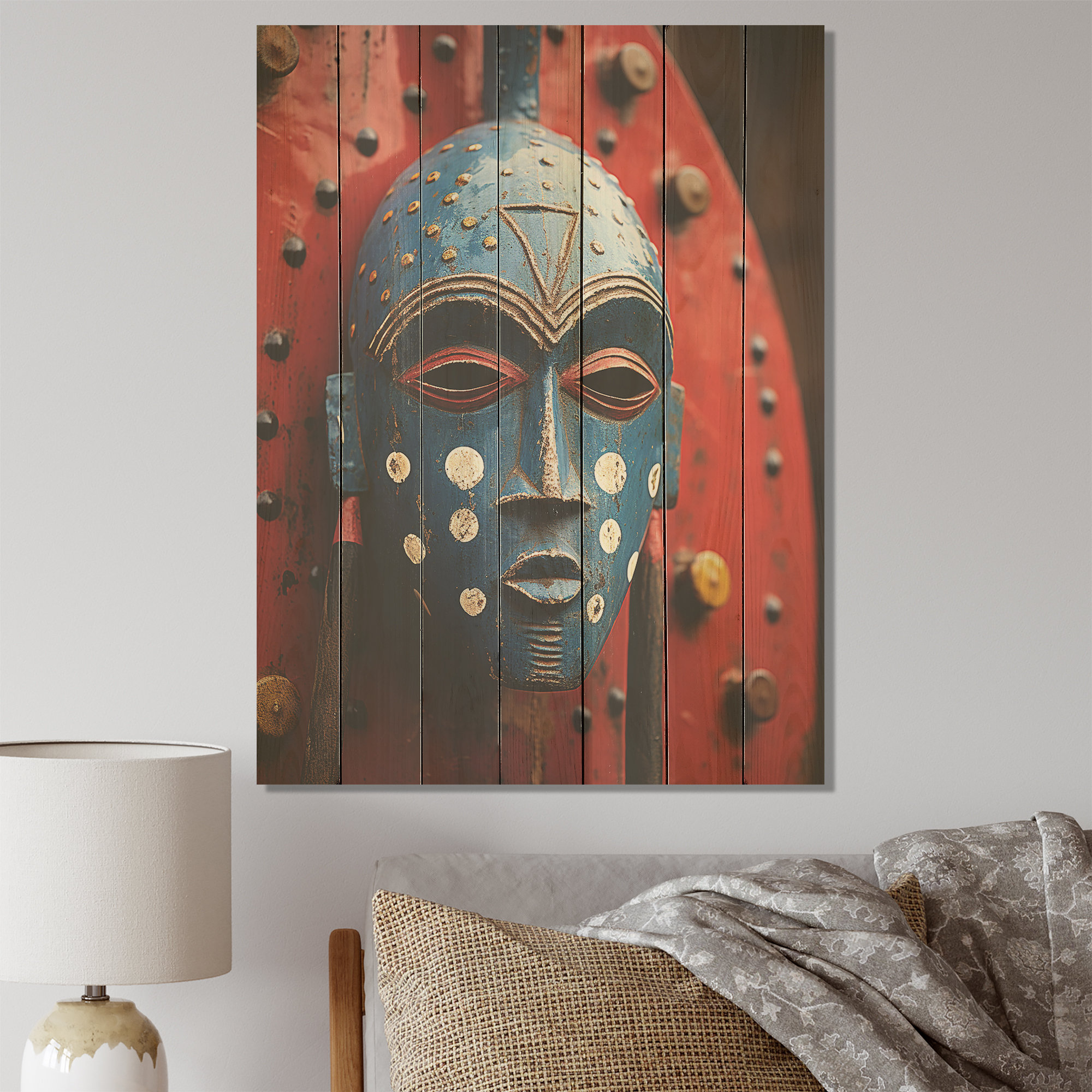 Dakota Fields African Festive Ritual Mask I - African Mask On Wood ...