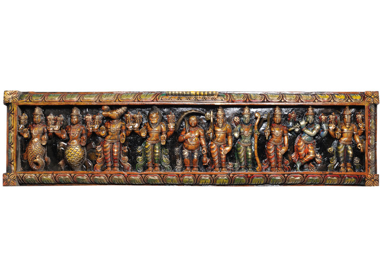 Exotic India Dashavatara Panel Of Bhagawana Vishnu (From The Left ...