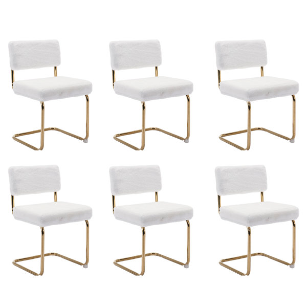 Everly Quinn Meikel Artificial Fur Upholstered Back Dining Chair | Wayfair