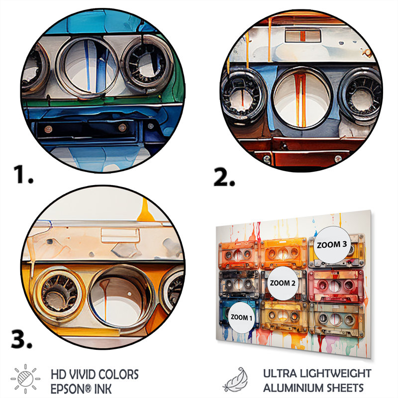 Design Art Cassette Tapes Harmony in - Music Metal Art Print Set | Wayfair