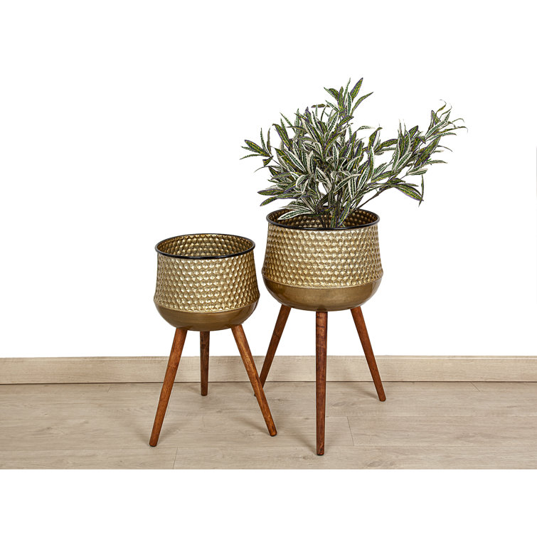 Corrigan Studio Set 2 Metal/Wood Planter Columns | Wayfair.co.uk