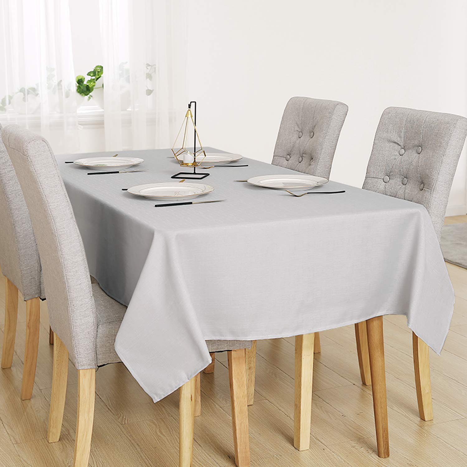 Ebern Designs Solid Water Resistant Table Cloth Faux Linen Tablecloth ...