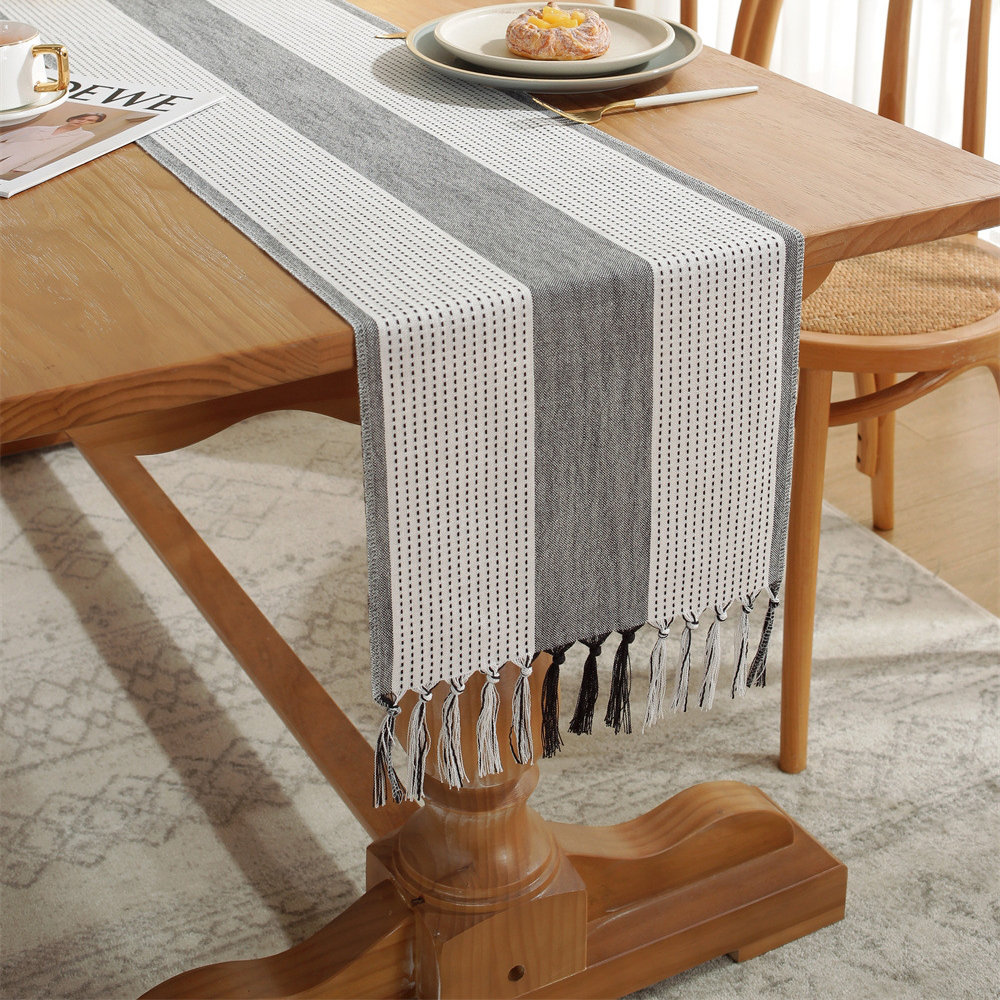 Gracie Oaks Rustic Farmhouse Table Runner Burlap Style, Handmade ...