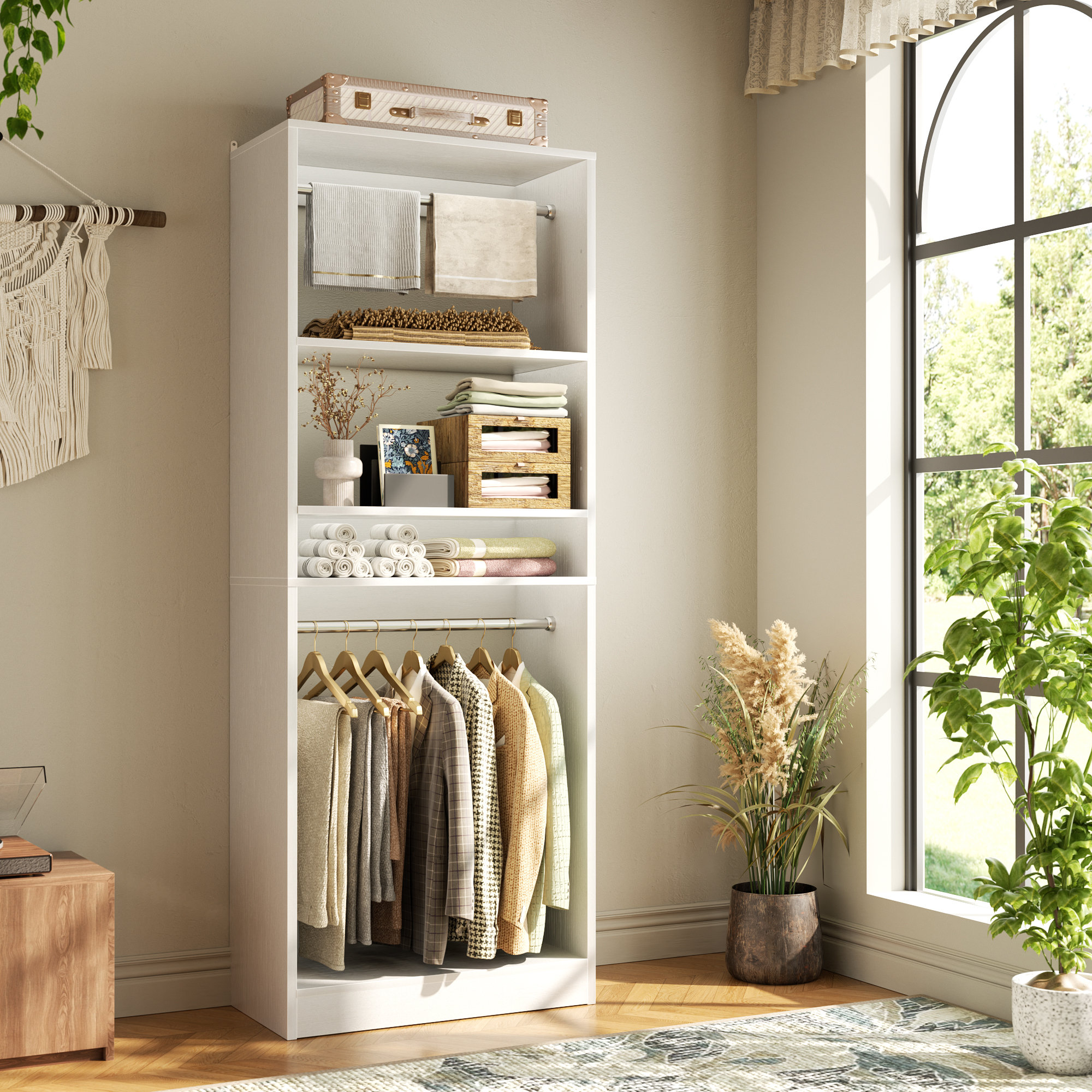 Latitude Run® 25" Closet System With Hanging Rods & Shelve | Wayfair