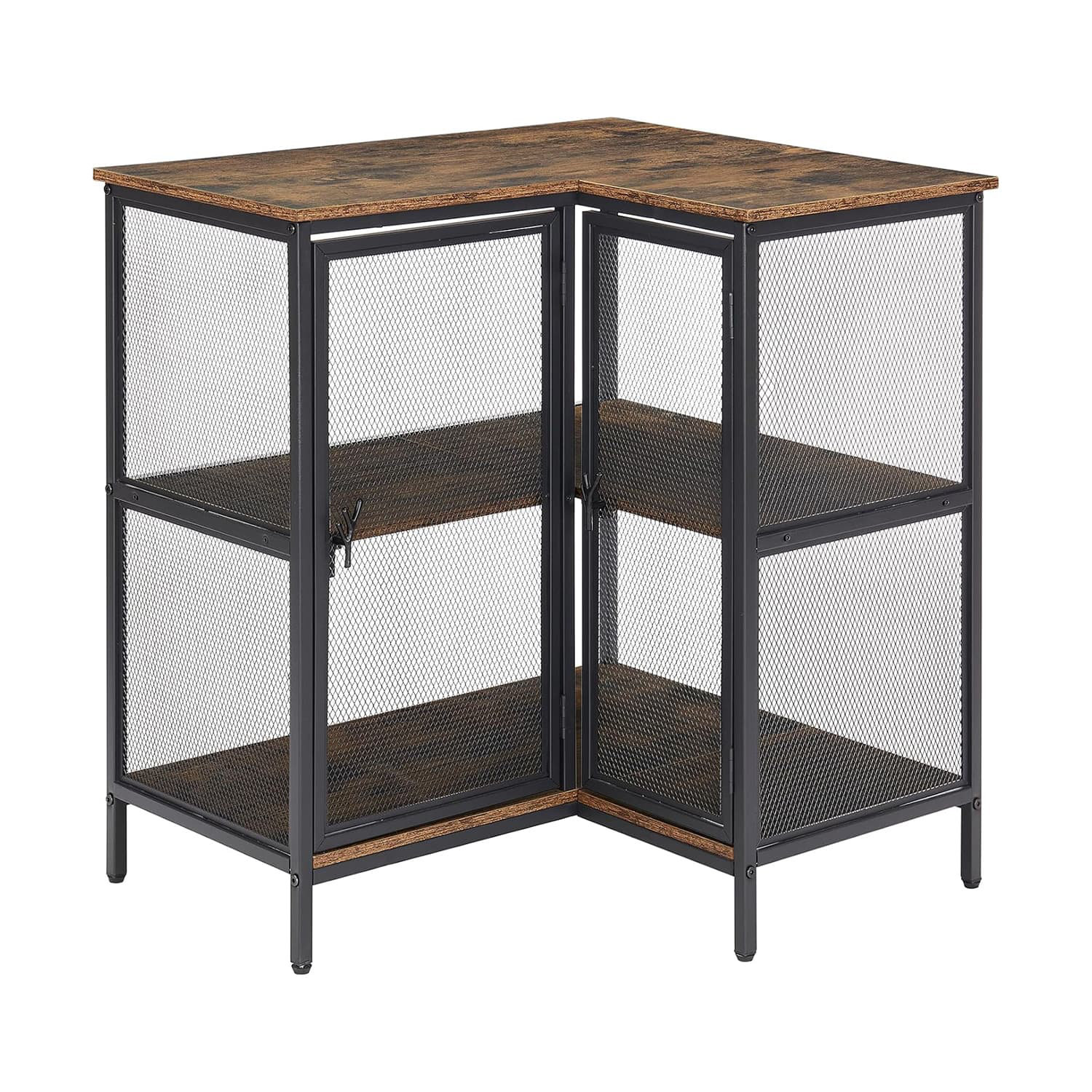 17 Stories 3 Level Corner Cabinet With Door And Storage Rack, Multi ...