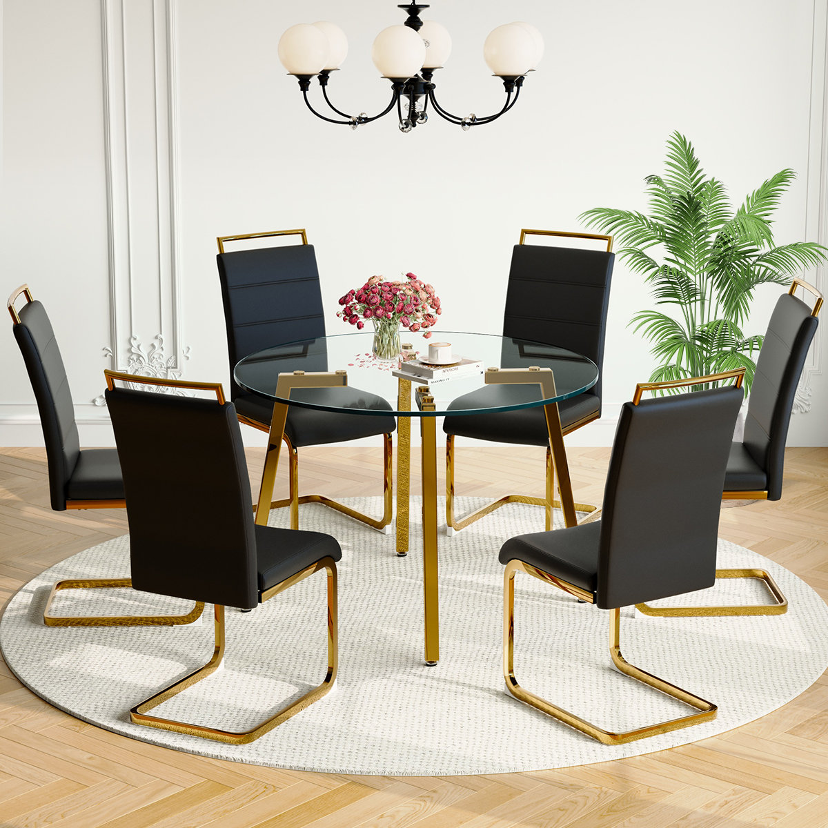 Mercer41 7-Piece Round Glass Dining Table Sets | Wayfair