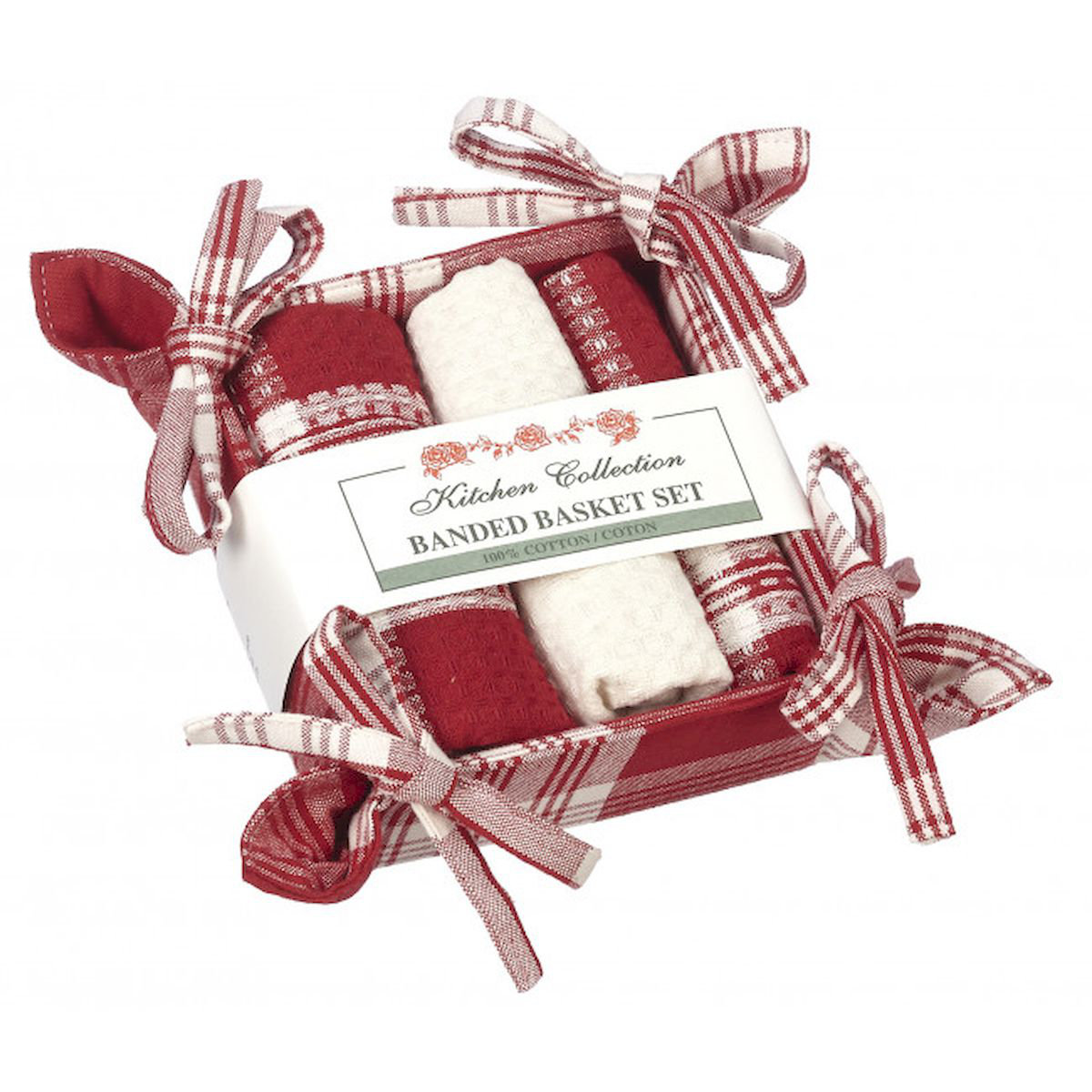 Rosalind Wheeler Red & White Checked Cloth With 2 Dish Cloths & 1 Tea ...