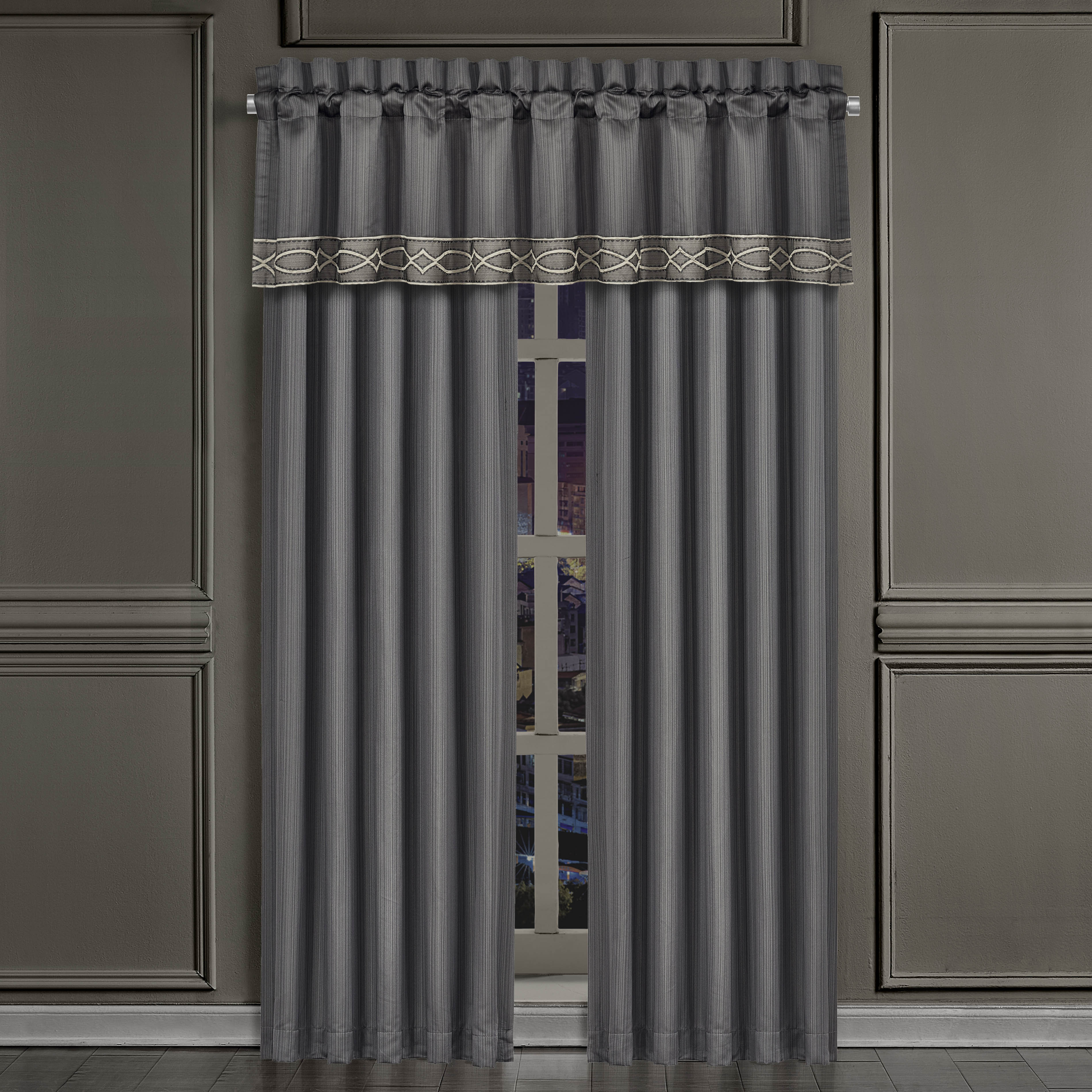 Five Queens Court Darwin Charcoal Window Panel Pair | Wayfair