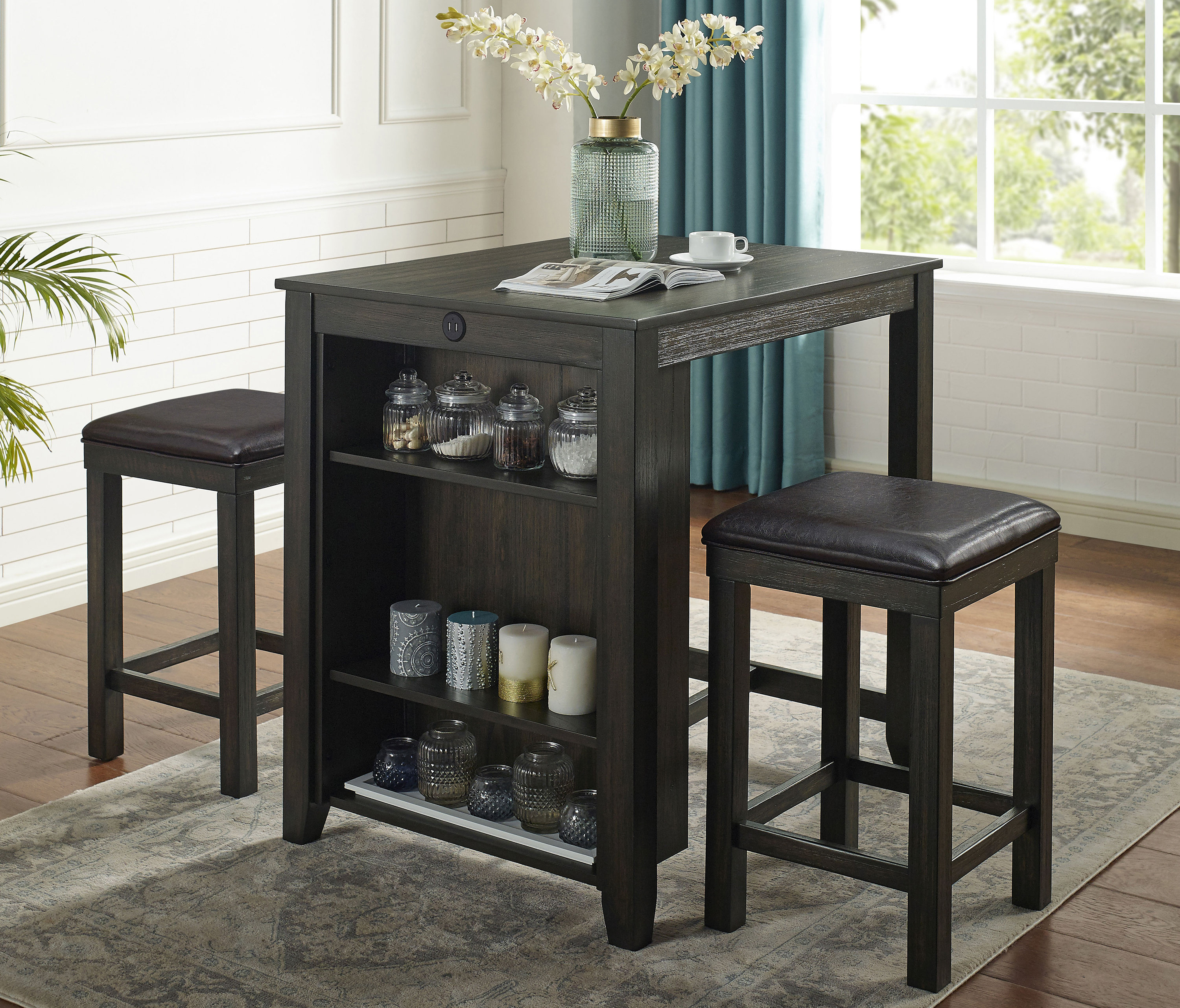 Gracie Oaks Penik 3 - Piece Trestle Dining Set & Reviews | Wayfair