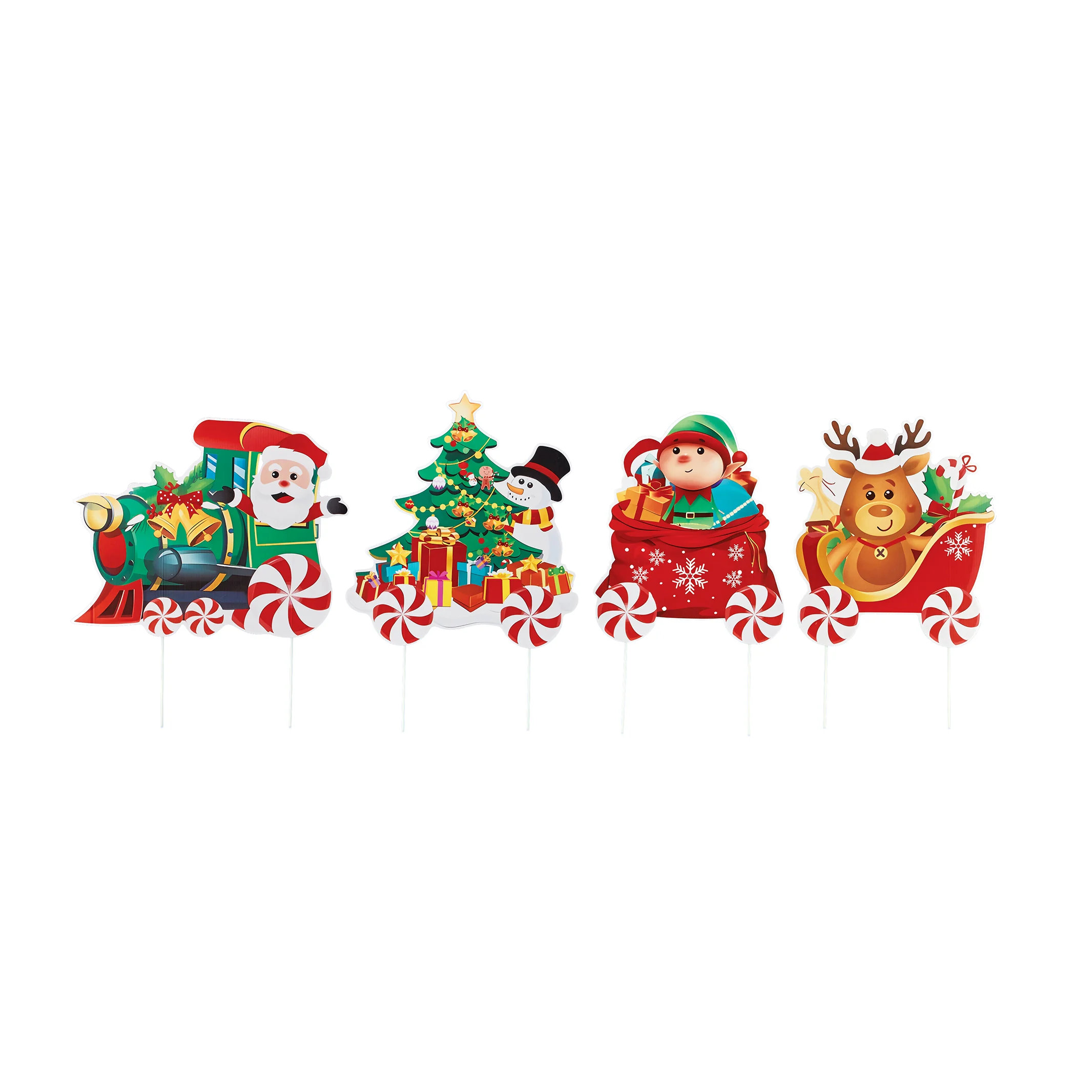 Charlton Home® Set Of 4 Holiday Train Stakes | Wayfair