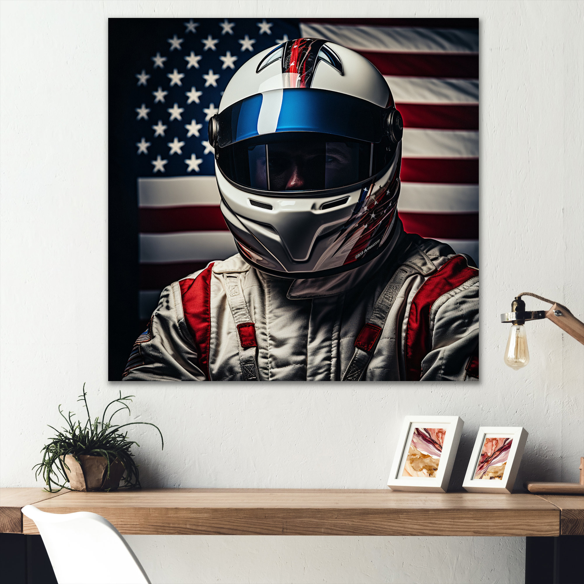 Ebern Designs American Speed Way Car Portrait - Print on Canvas | Wayfair