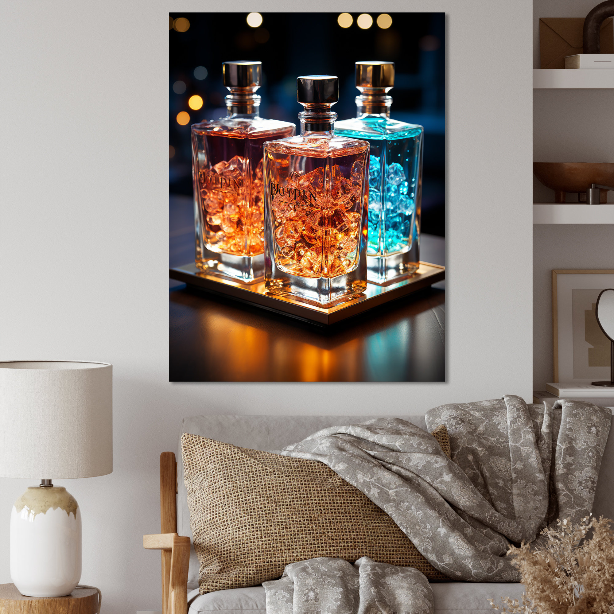 Latitude Run® Liquor Spirit Drops Bottles III On Canvas Print | Wayfair