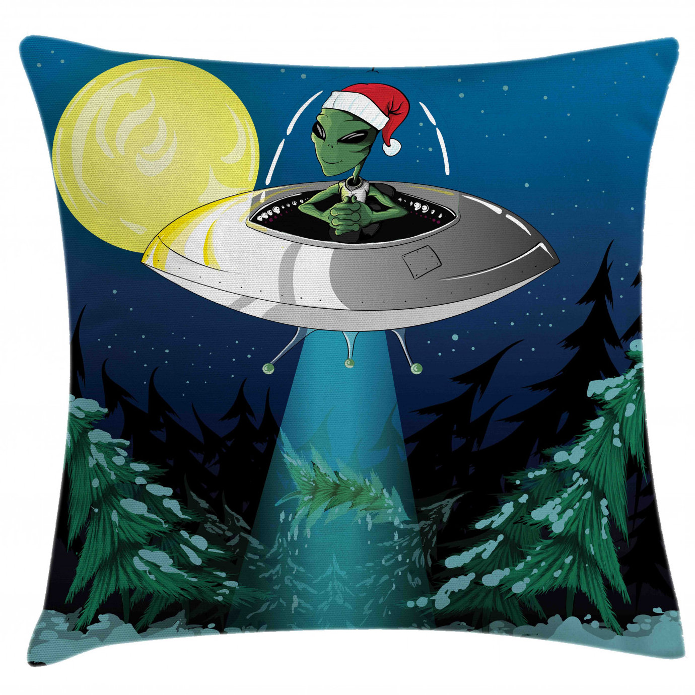 Ambesonne Alien with Santa Claus Hat Kidnaps a Tree for Christmas Night ...