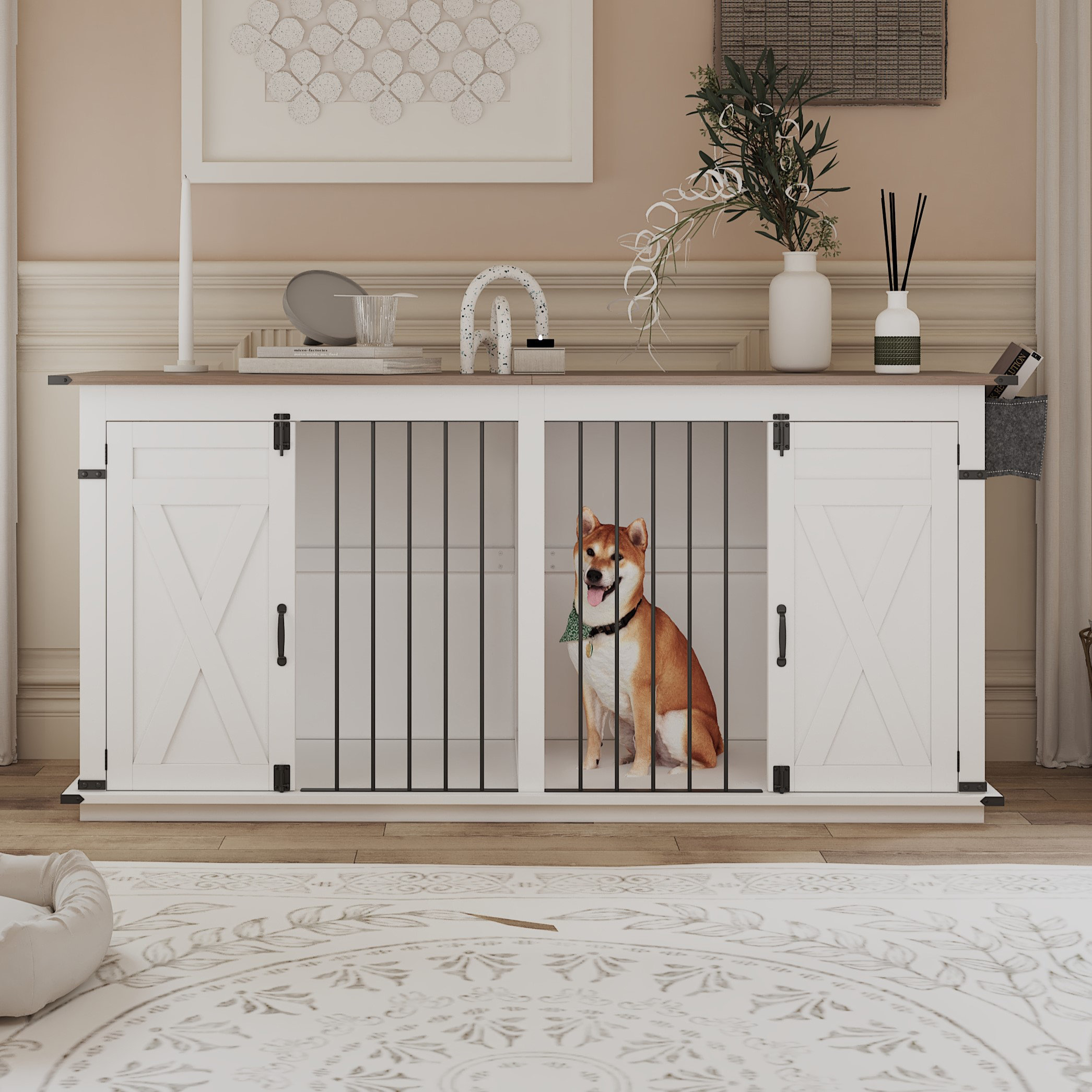 Tucker Murphy Pet™ Large Dog Crate Furniture for 2 Dogs, Extra-Large ...