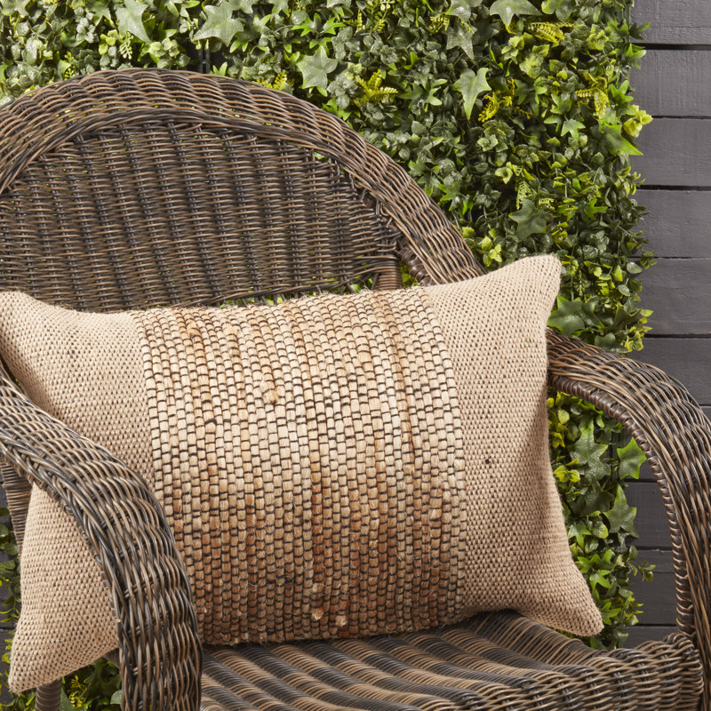 Saro Earthy Jute Banded Outdoor Throw Pillow Cover | Wayfair