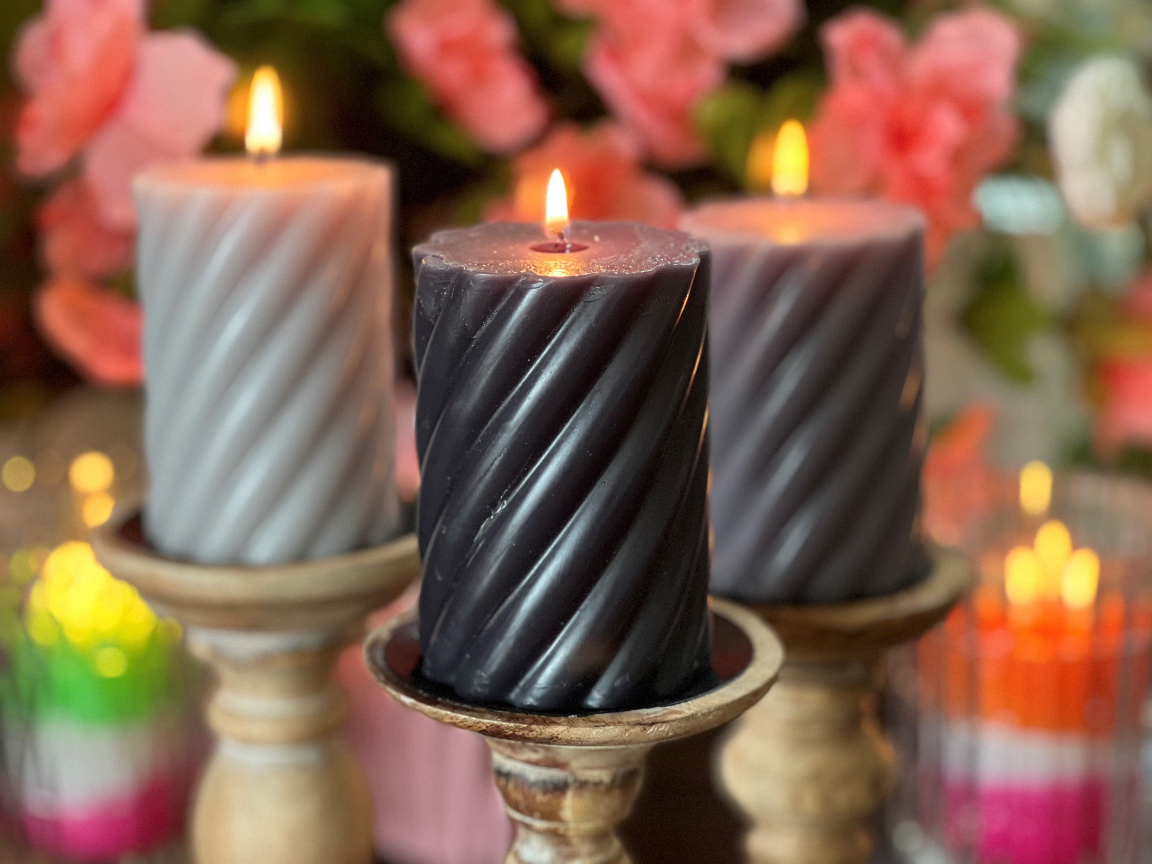 Symple Stuff 3 Piece Twist Unscented Pillar Candle Set - Wayfair Canada