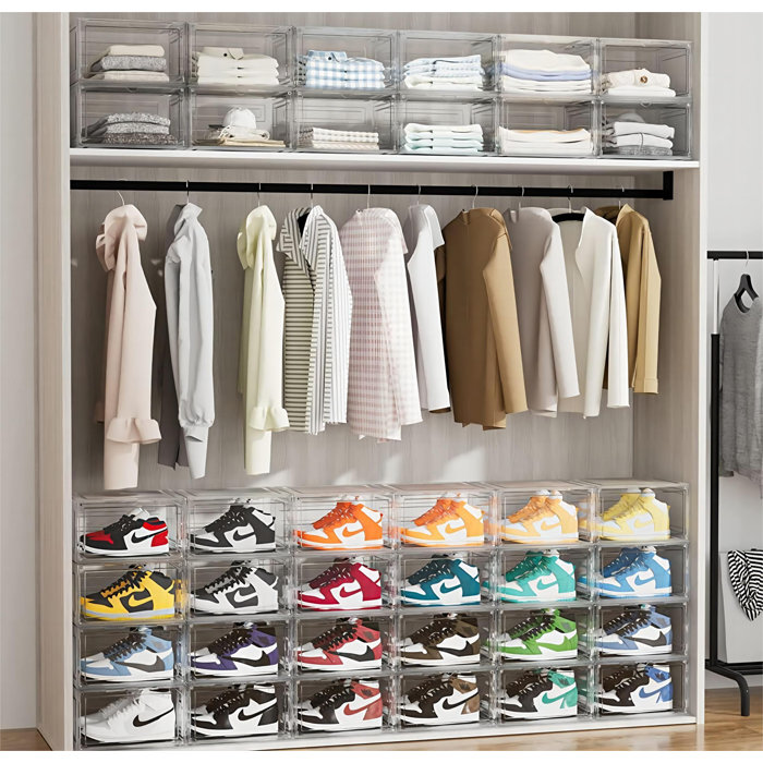 Rebrilliant Waytrim 4 Pair Foldable Stackable Shoe Box & Reviews | Wayfair