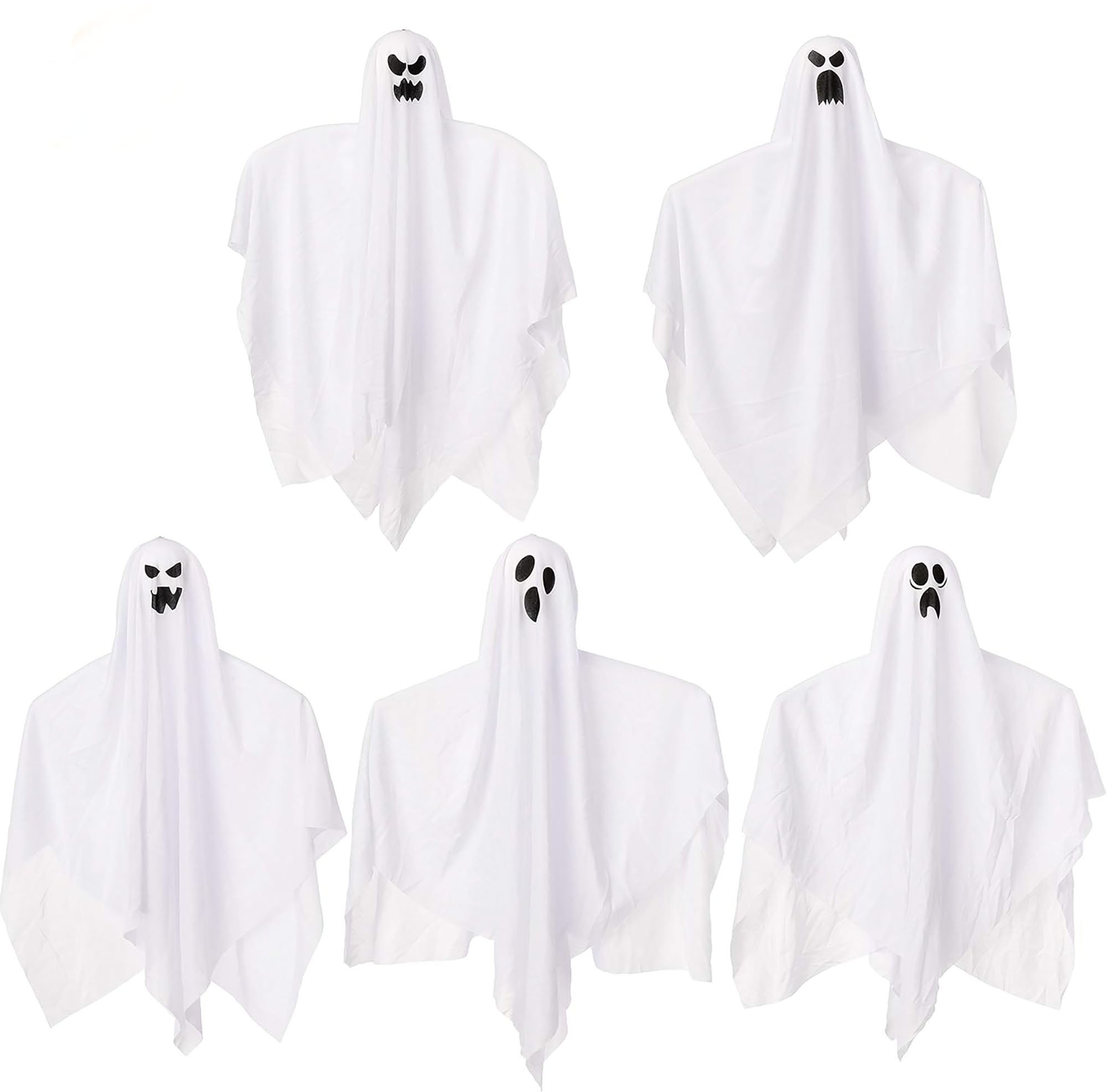 The Holiday Aisle® Halloween Hanging Ghosts (5 Pack) For Halloween ...