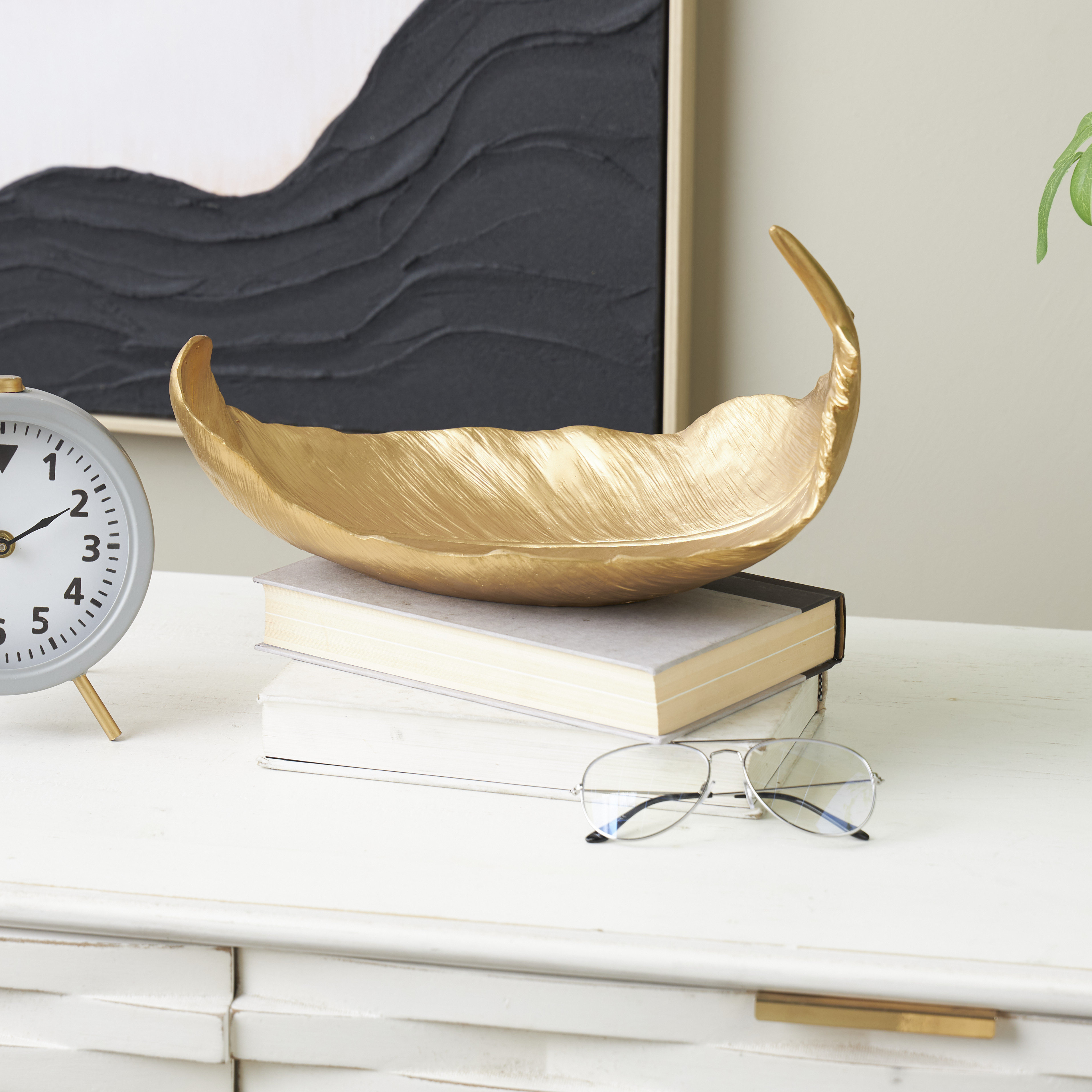 House of Hampton Polystone Curved Feather Bird Decorative Decorative ...