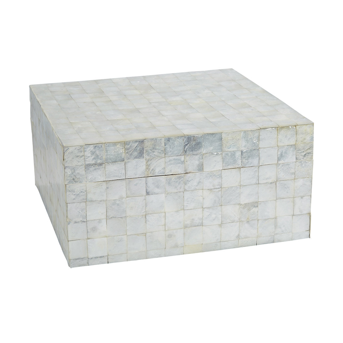 Ivy Bronx Capiz Shell Square Box Tiled Pattern Natural 12x12x6" | Wayfair