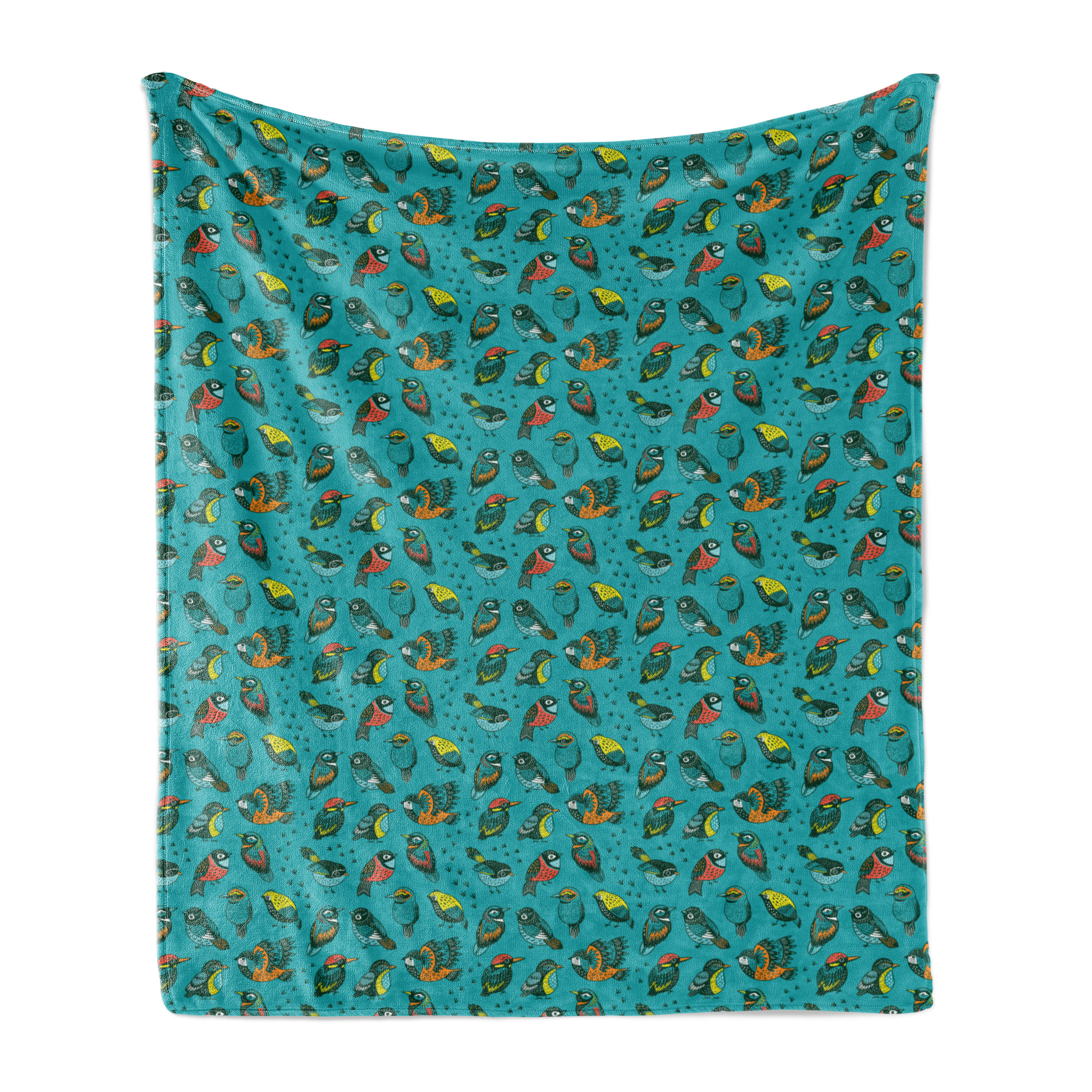 Ambesonne Birds Fleece Throw Blanket Tiny Bird Foot Prints Multicolor ...