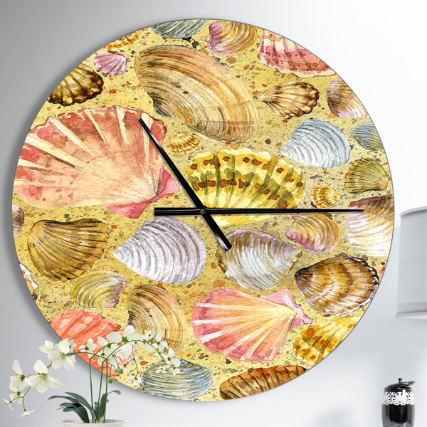 East Urban Home Seashell and Sea Sand - Modern wall clock | Wayfair