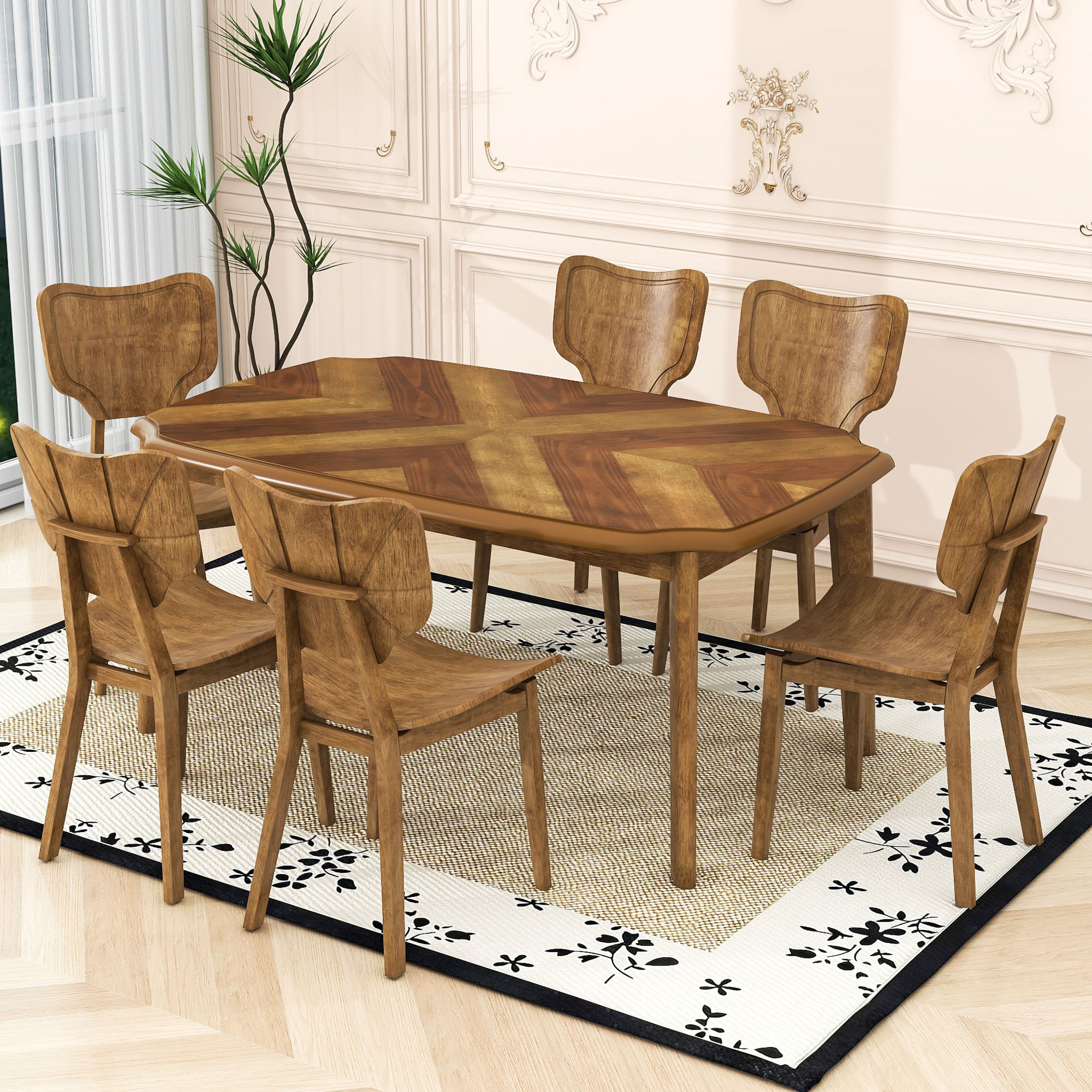 SIMPLE SIGNMAN SYSTEMS, INC. 7-Piece Dining Sets with 6 Curved Back ...